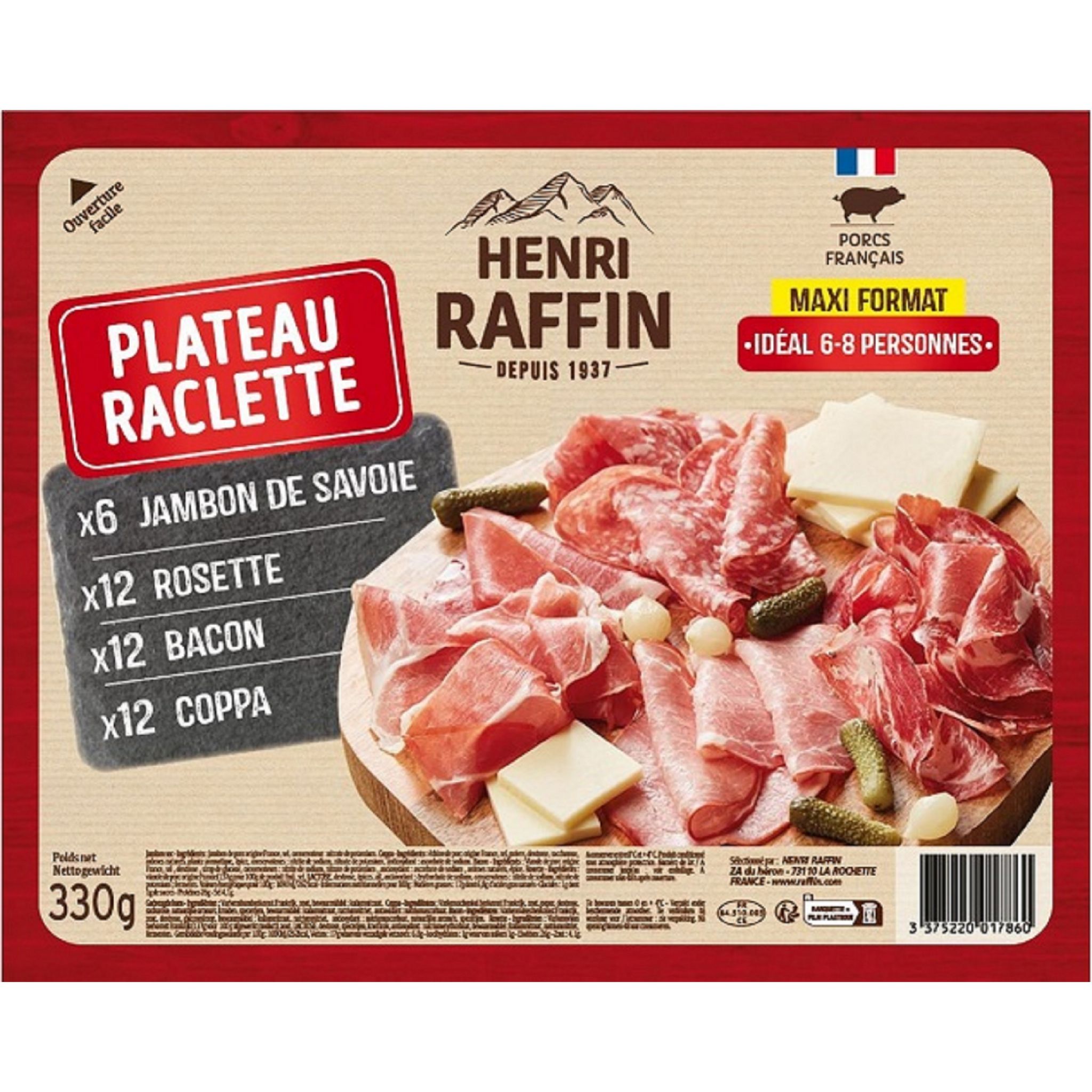 HENRI RAFFIN Plateau assortiment de charcuterie 42 tranches 330g pas ...