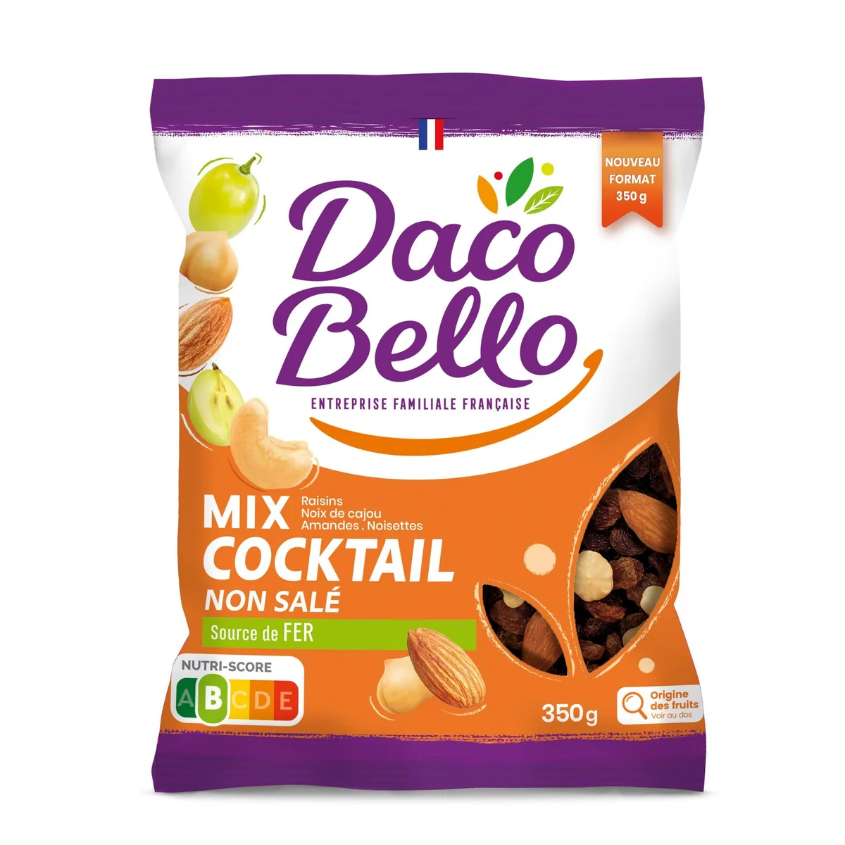 DACO BELLO Fruits secs Mix cocktail non salé 350g pas cher - Auchan.fr