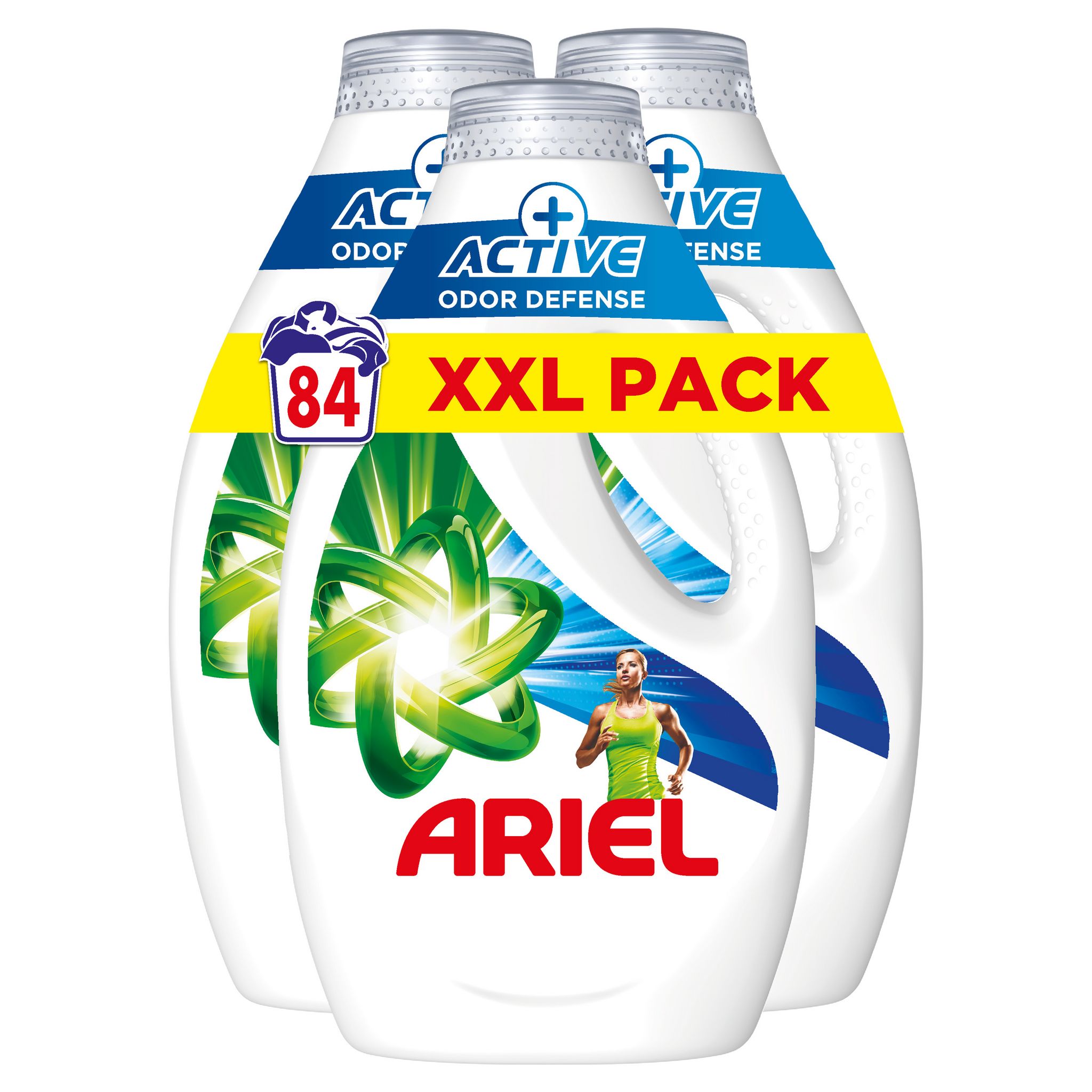 ARIEL Lessive liquide Active odor defense 84 lavages 3x1.26l pas cher ...