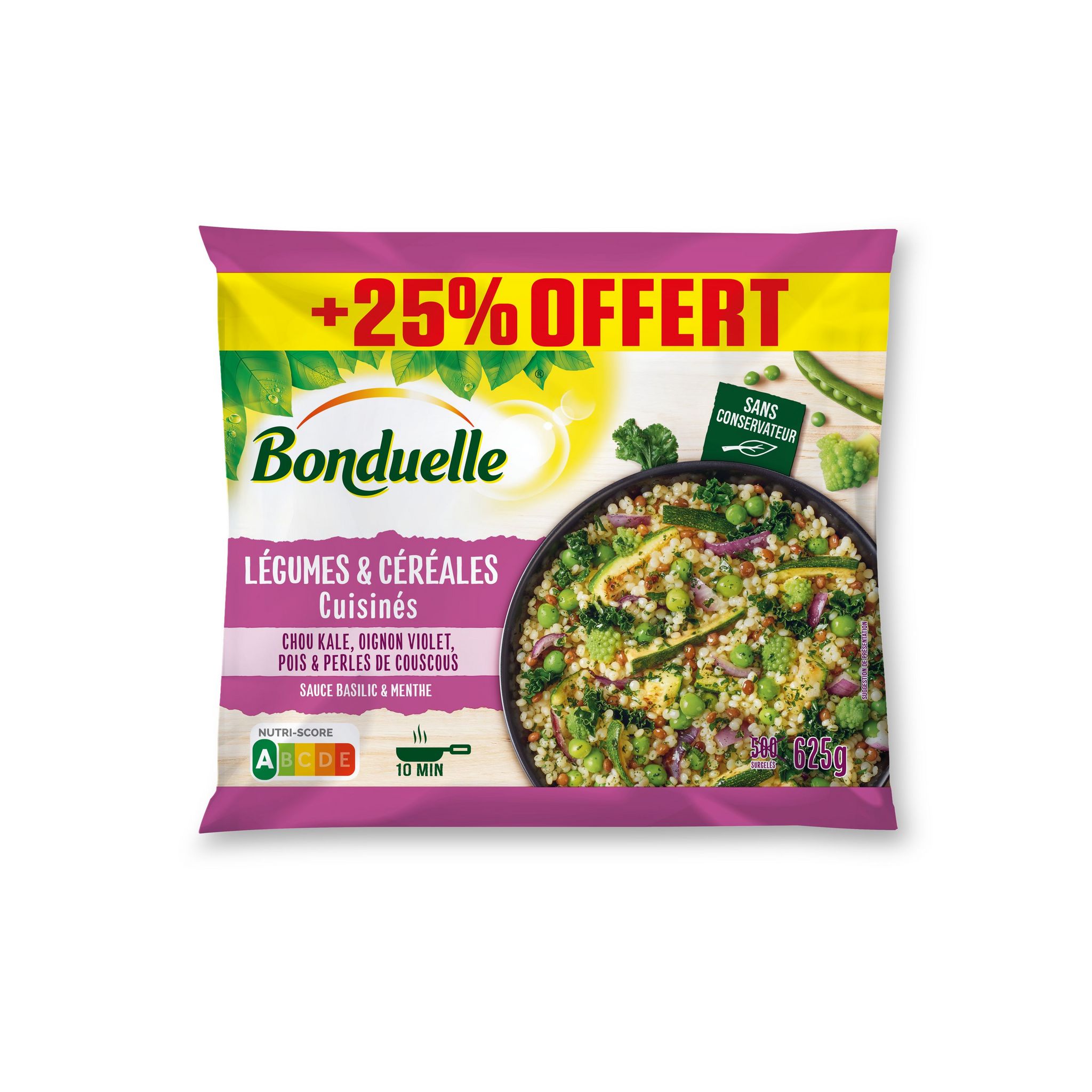 BONDUELLE Légumes & céréales cuisinés chou oignon pois et perles de ...