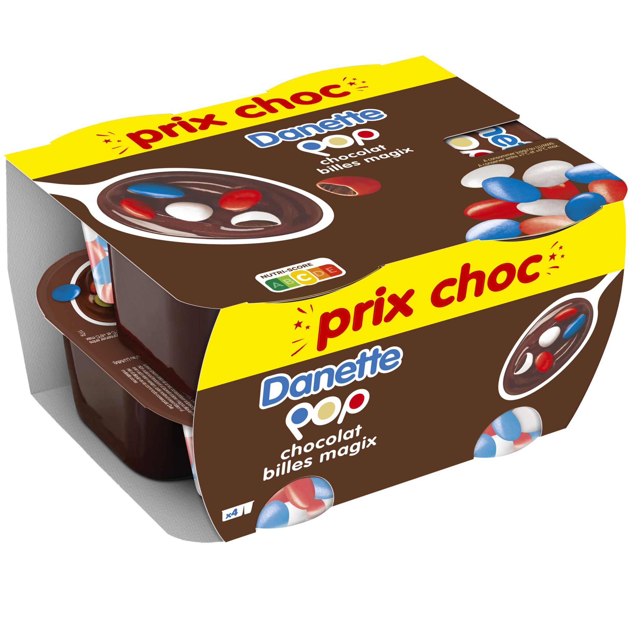 DANETTE POP Crème dessert chocolat et billes magix 4x120g pas cher ...