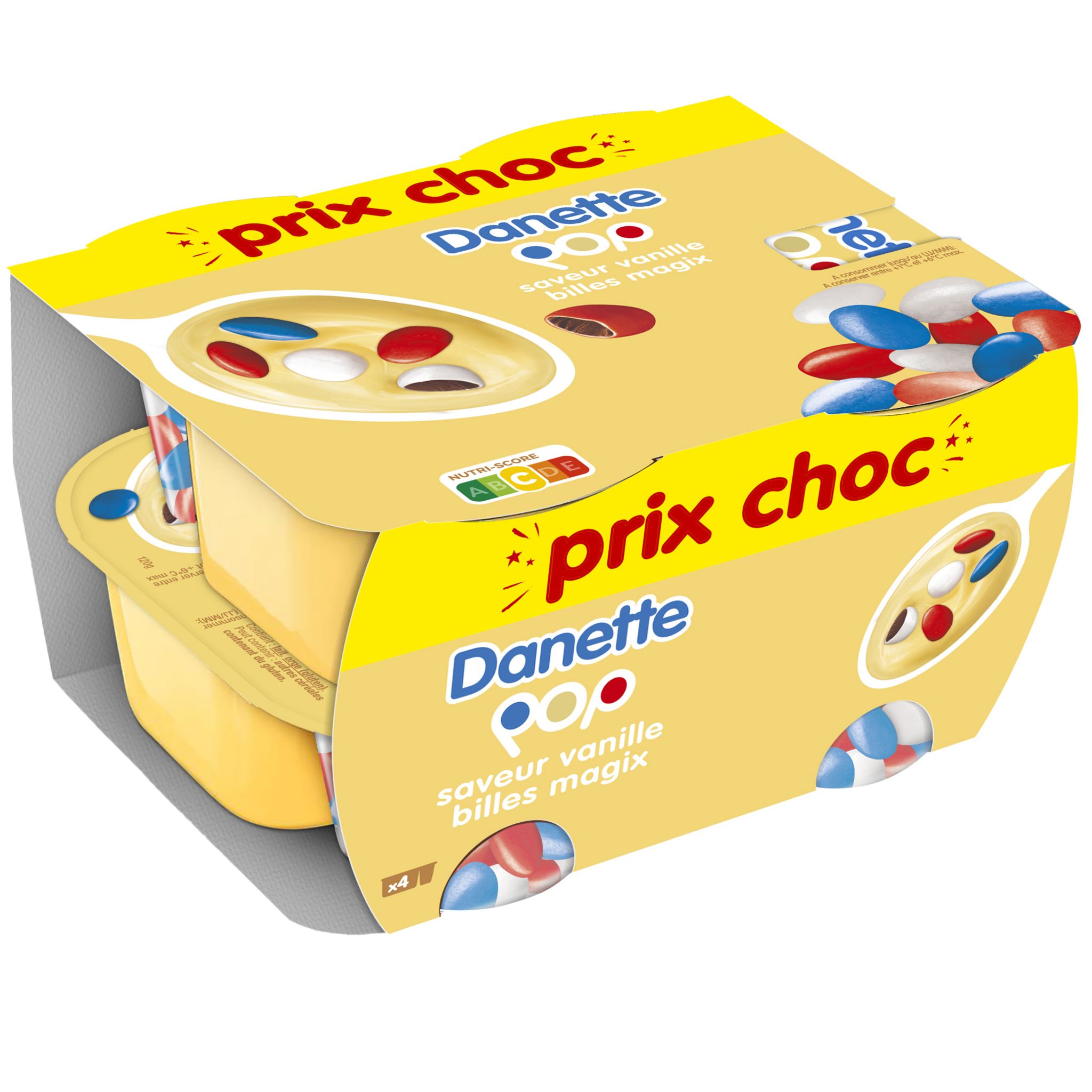 DANETTE POP Crème dessert vanille et billes magix 4x120g pas cher ...