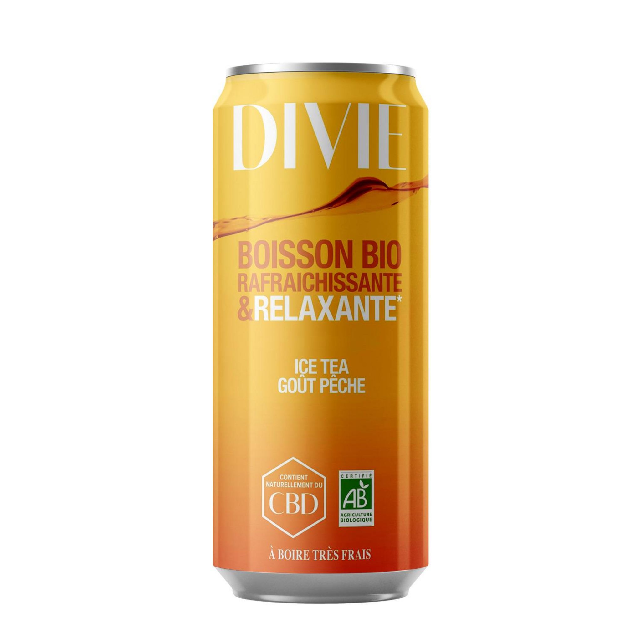 DIVIE Thé glacé goût pêche bio au CBD boîte 25cl pas cher - Auchan.fr