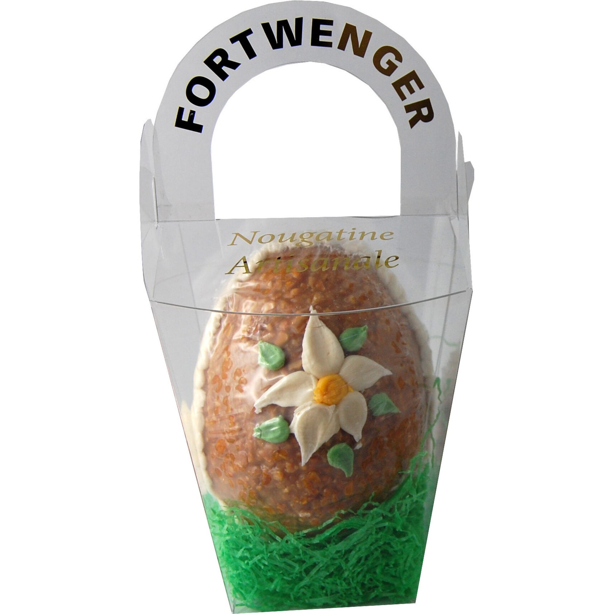 FORTWENGER Oeuf en nougatine artisanale en panier vitrine 100g pas cher ...