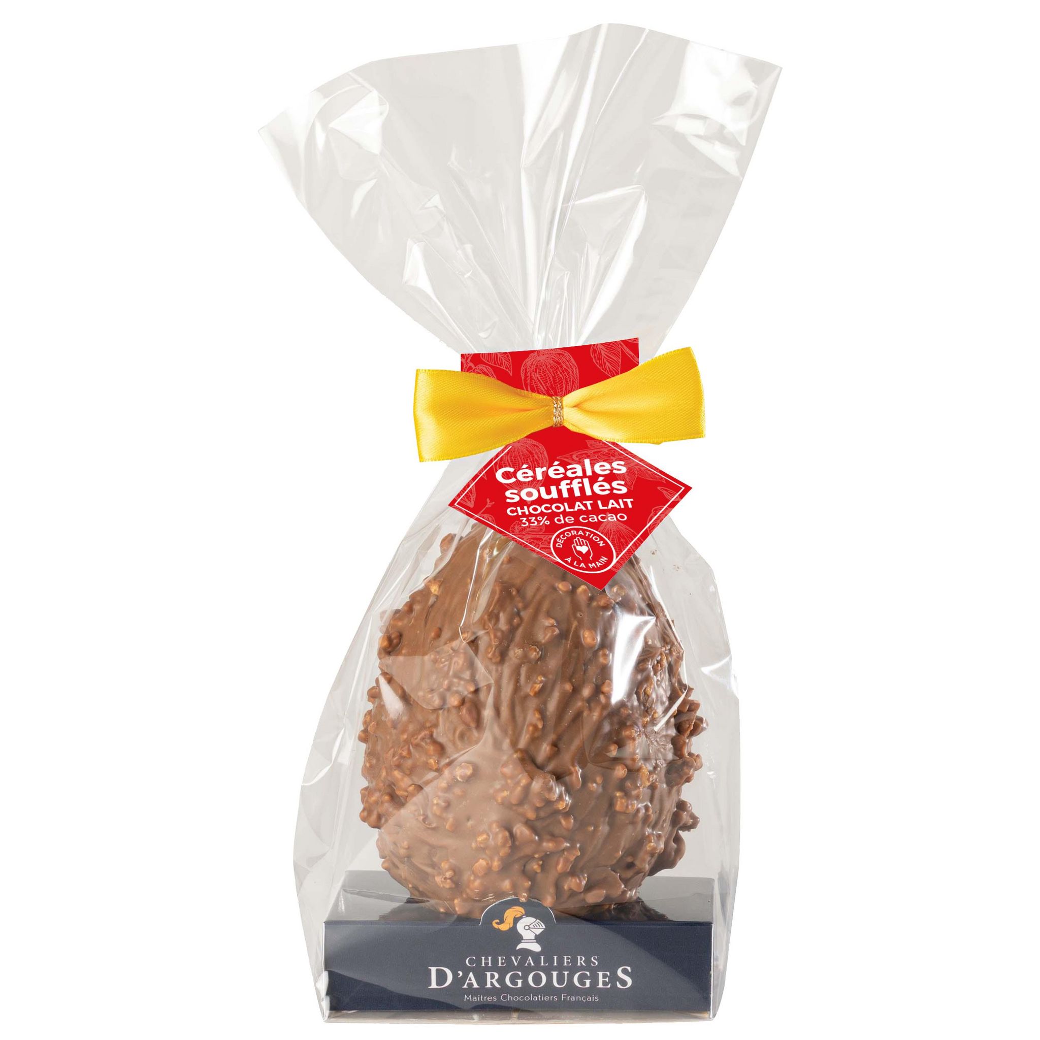 CHEVALIERS D'ARGOUGES Oeuf au chocolat au lait avec éclats de céréales 130g pas cher - Auchan.fr