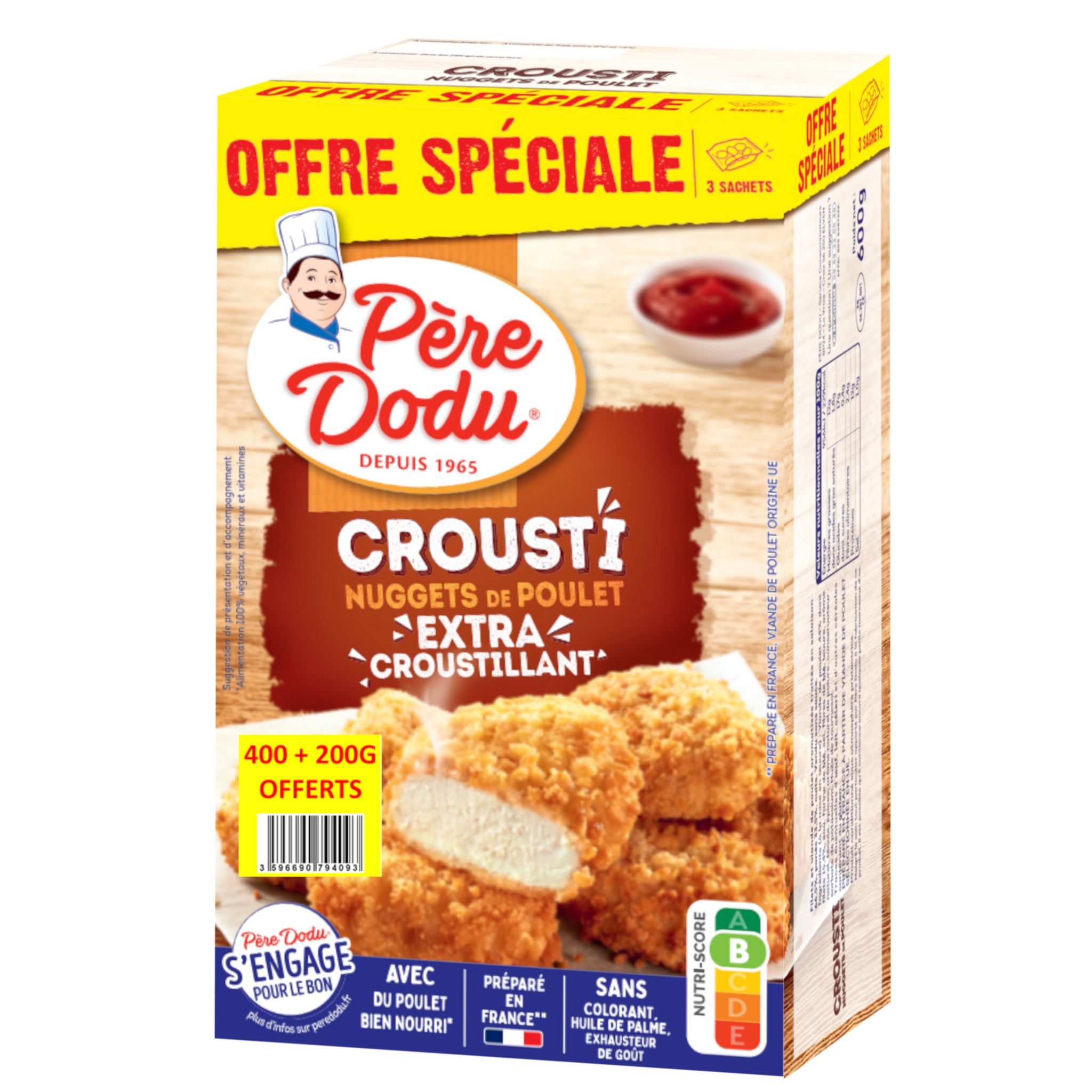 PERE DODU Crousti nuggets de poulet extra croustillant 400+200g 600g ...