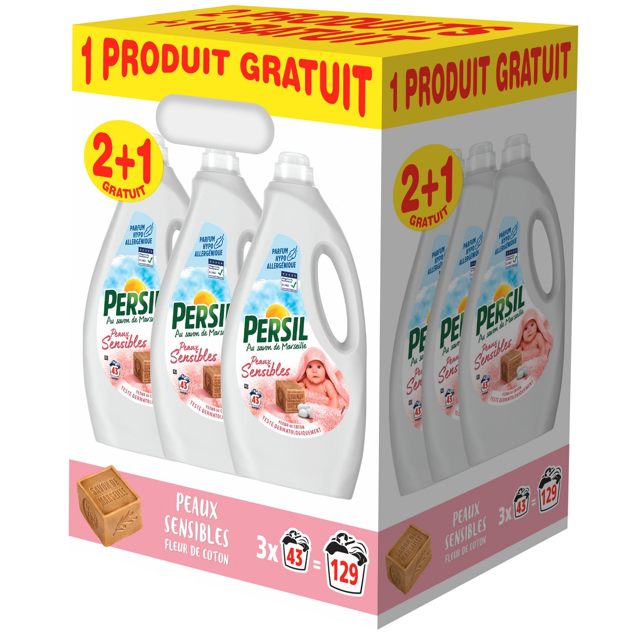 PERSIL Lessive liquide peaux sensible 3x49lavages 3x1.8L pas cher ...