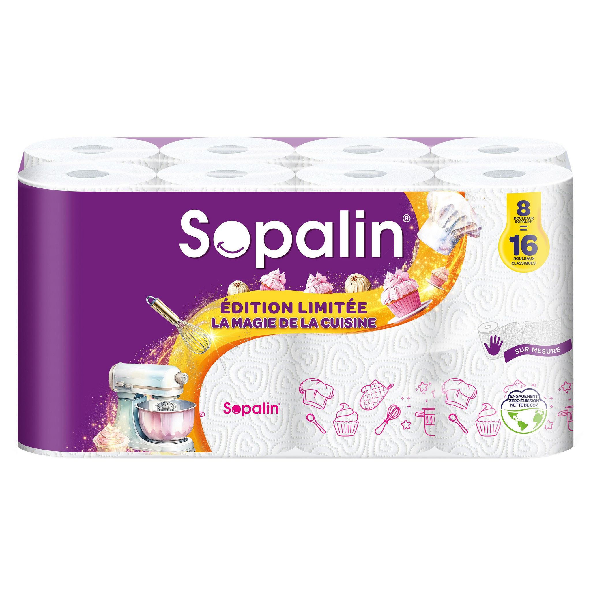 SOPALIN Essuie-tout décoré édition limitée 8 rouleaux = 16 standards ...