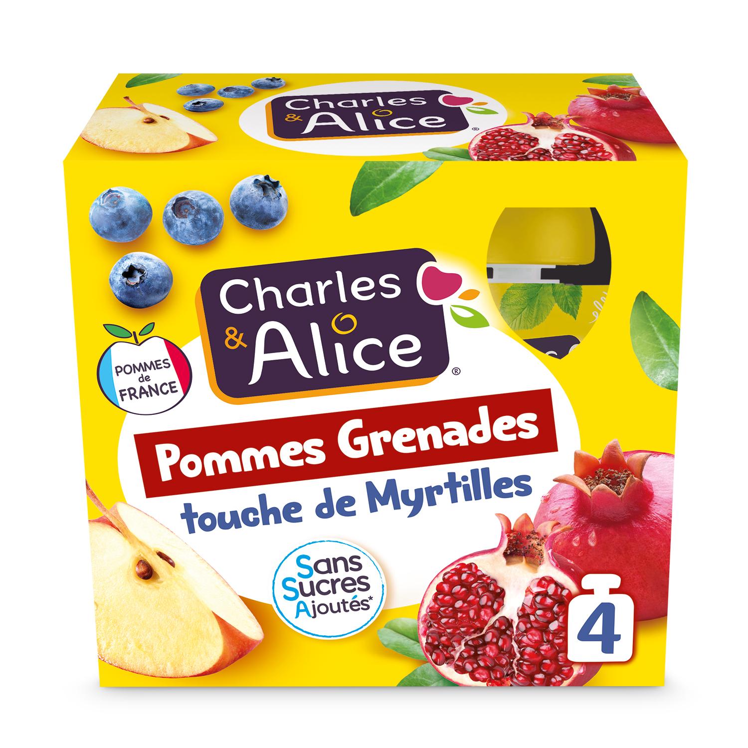 CHARLES & ALICE Gourdes compote pommes grenades touche de myrtilles ...