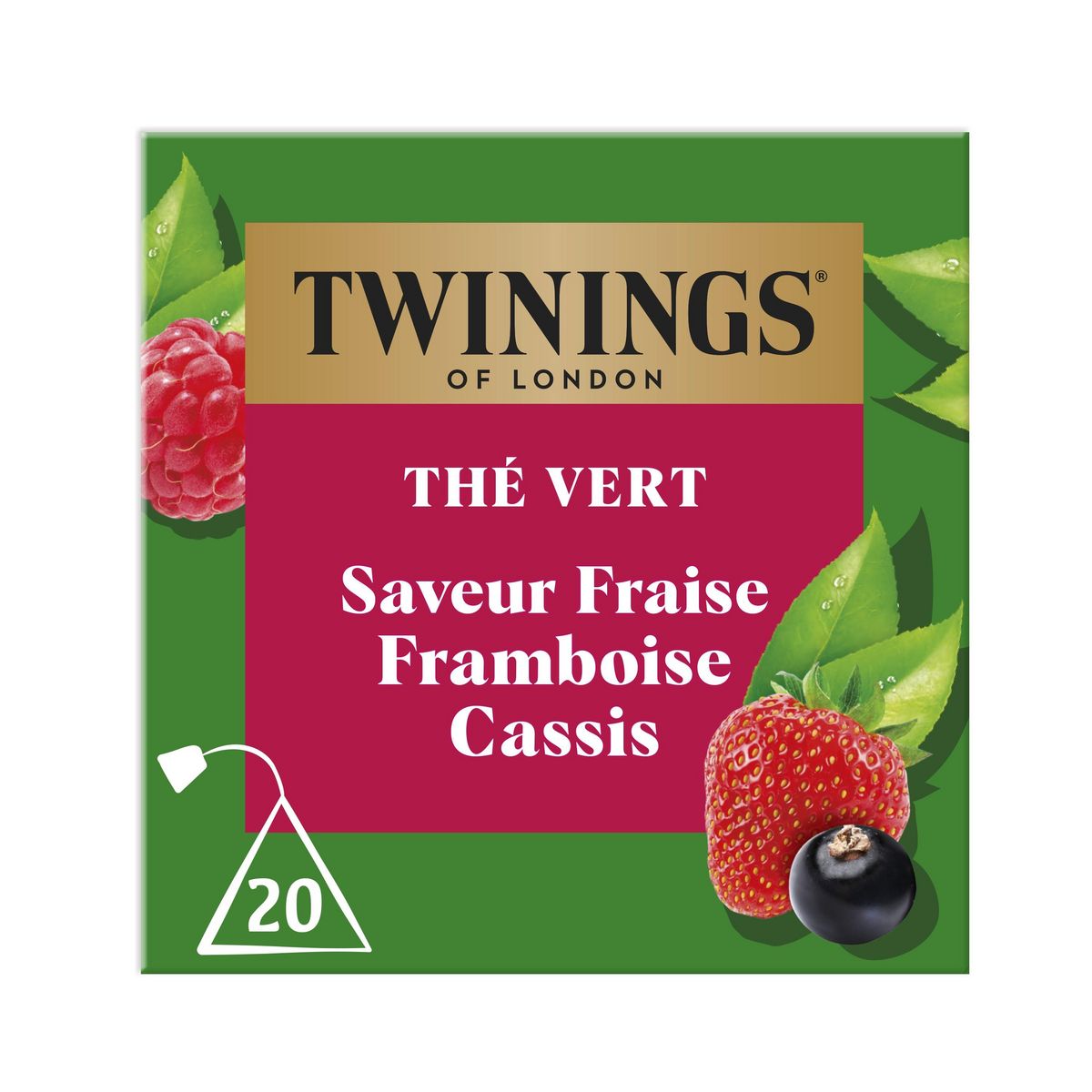 TWININGS Thé vert saveur fraise framboise et cassis 20 sachets 30g pas ...