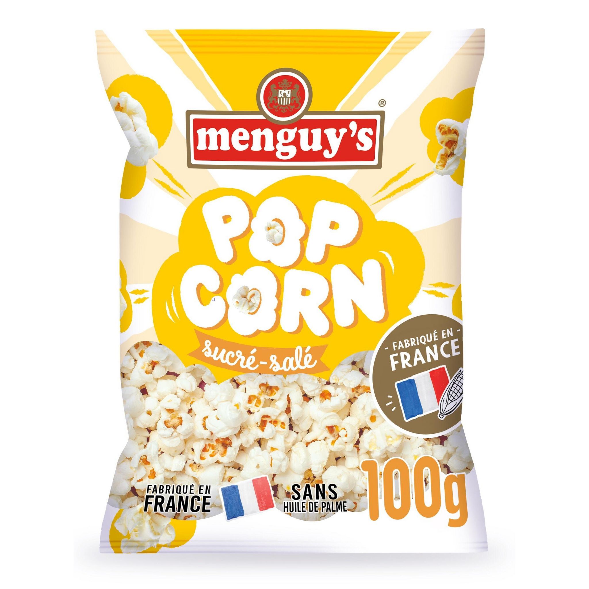MENGUY'S Pop corn sucré salé sans huile de palme 100g pas cher - Auchan.fr