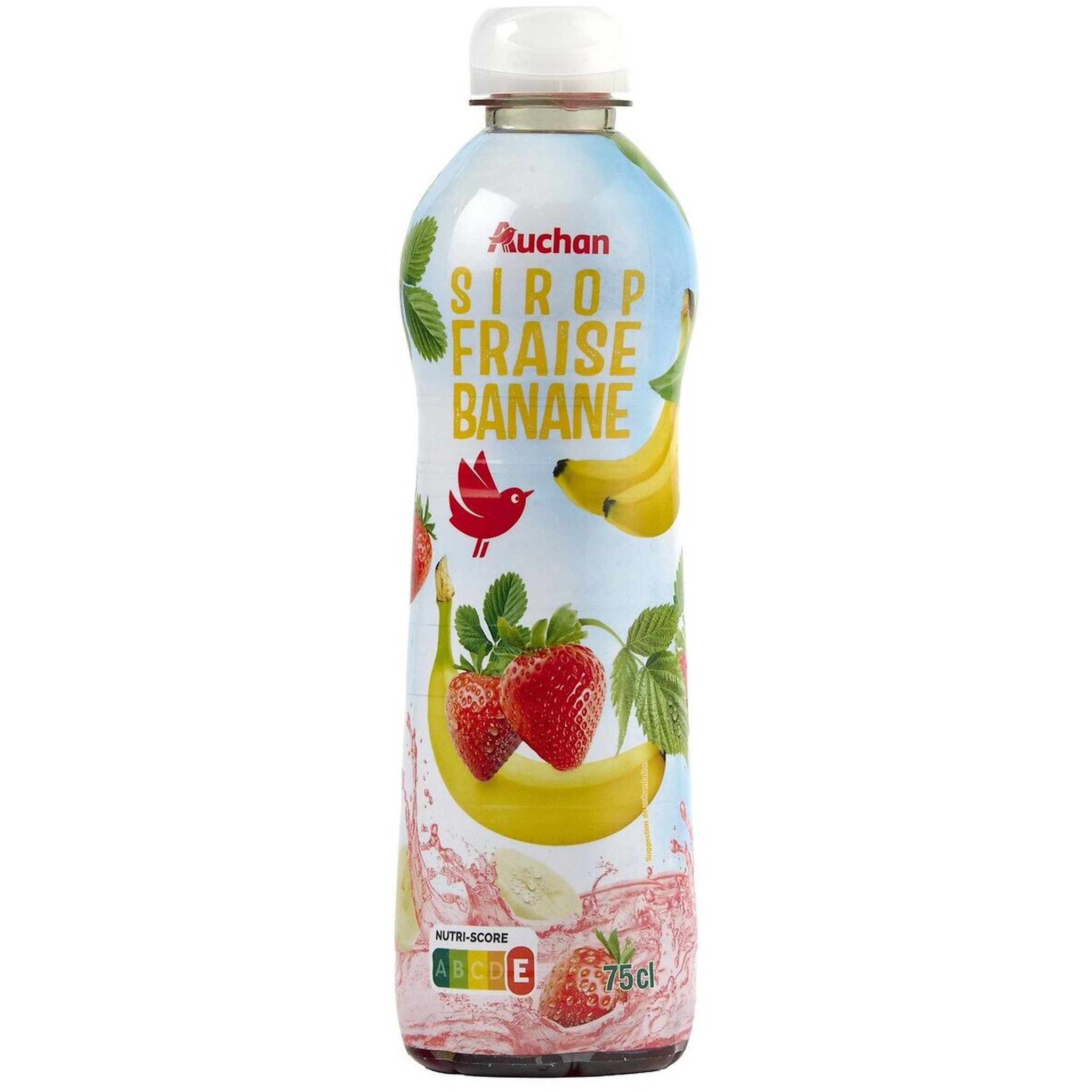 AUCHAN Sirop de fraise banane bidon plastique 75cl pas cher - Auchan.fr