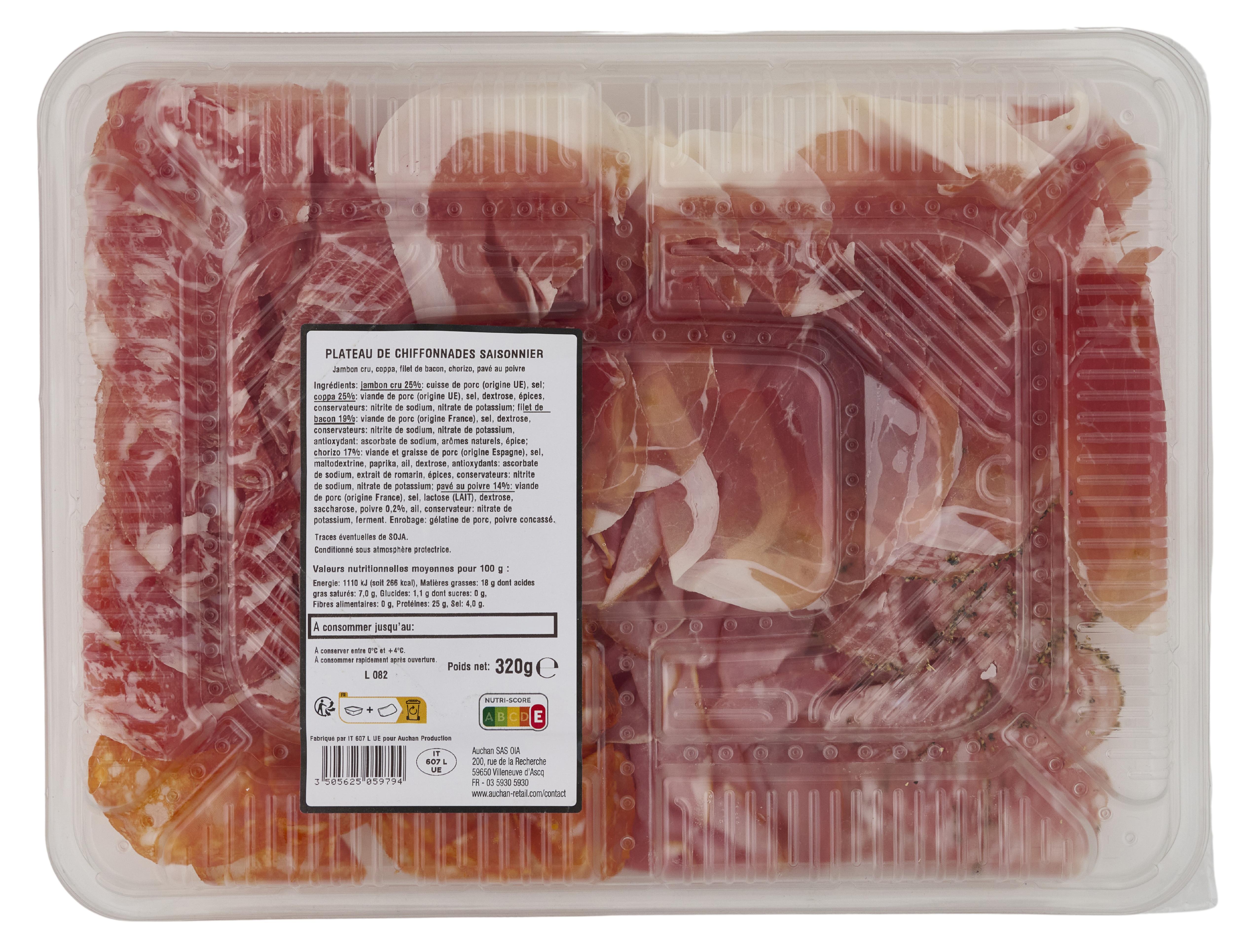 AUCHAN LE CHARCUTIER Assortiment chiffonnades de saison spécial apéro ...