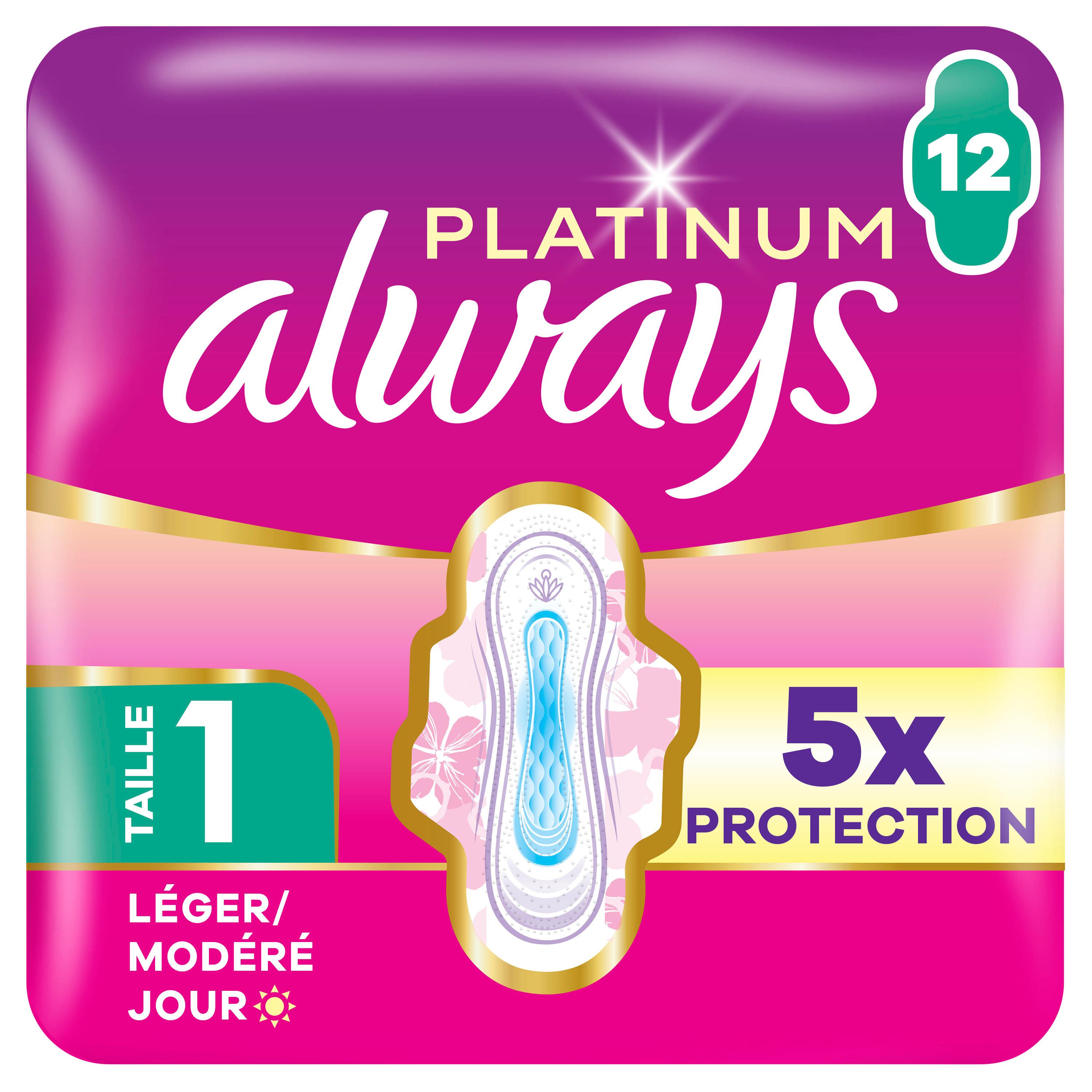 ALWAYS Platinum Serviettes hygiéniques avec ailettes flux léger à ...