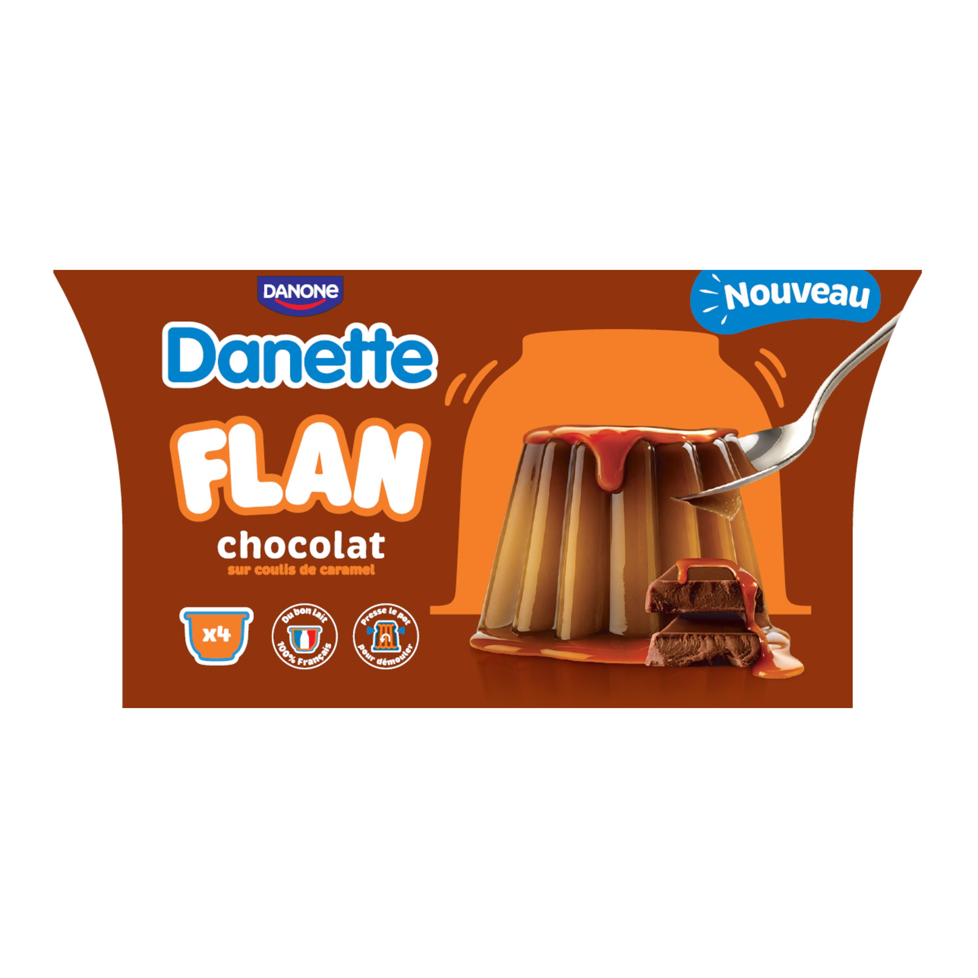 DANONE Danette Flan chocolat sur coulis de caramel 4x95g pas cher ...