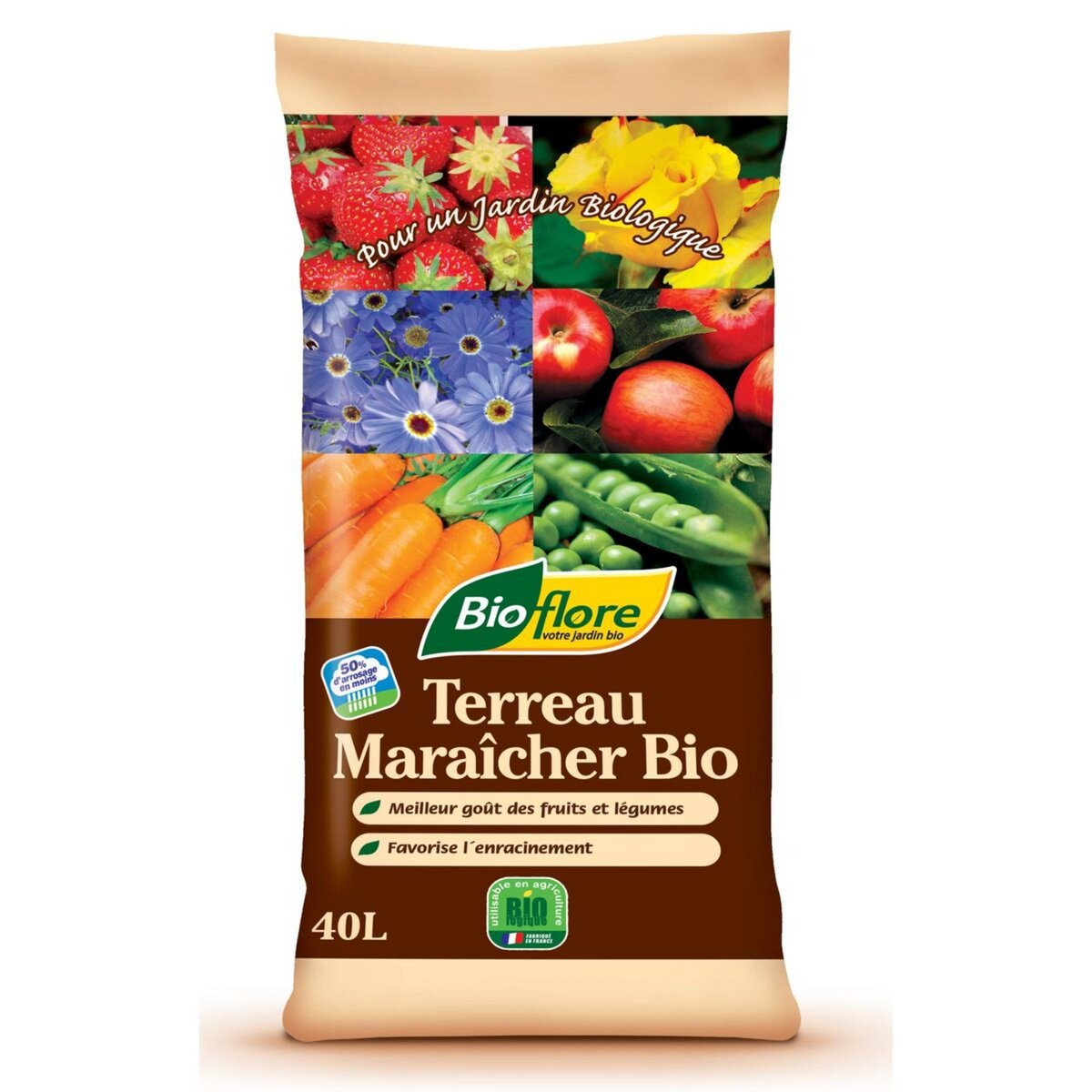 Bioflore TERREAU MARAICHER BIO 40L BIOFLORE pas cher - Auchan.fr