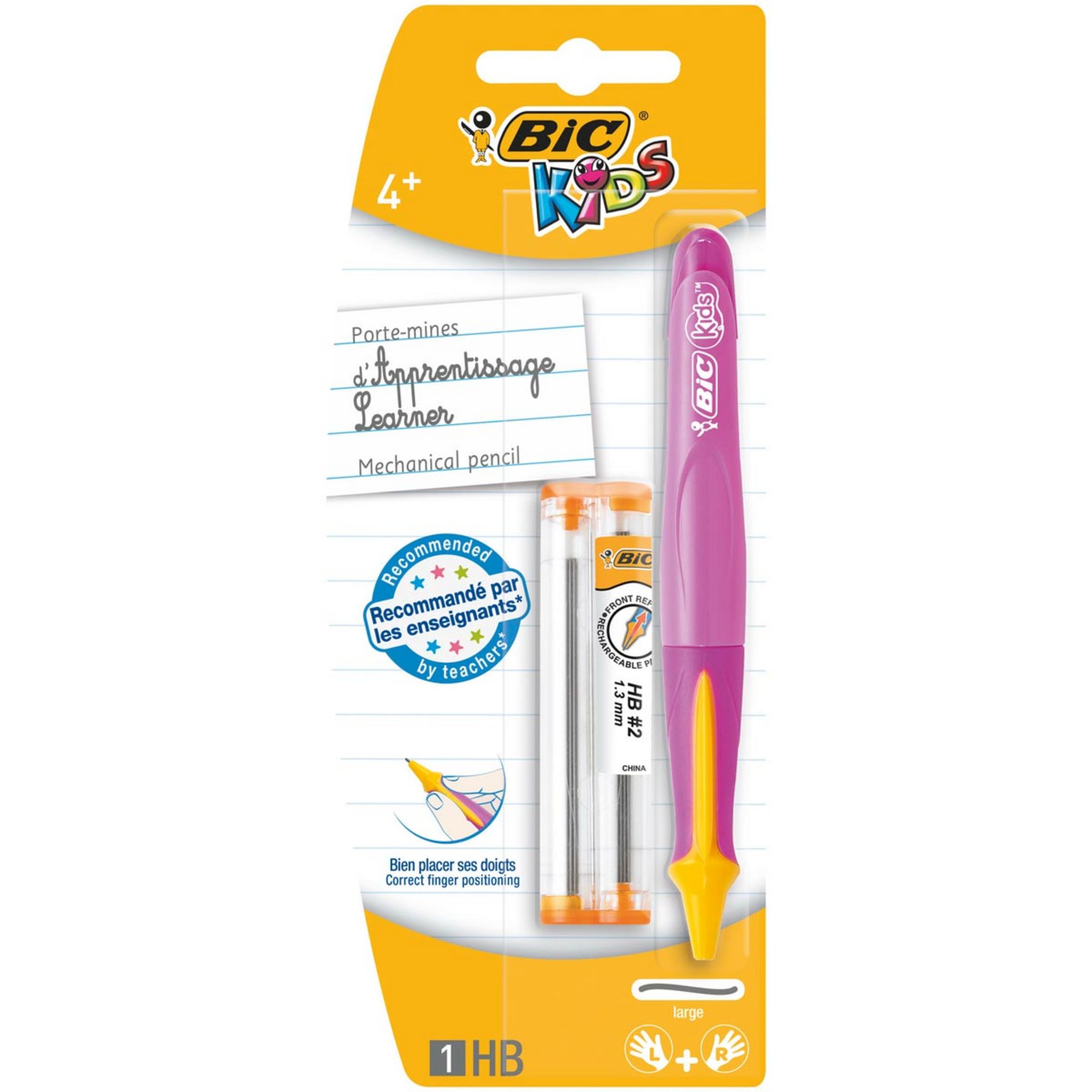 BIC Porte mines HB 1.3mm Kids Apprentis rose + recharge pas cher ...