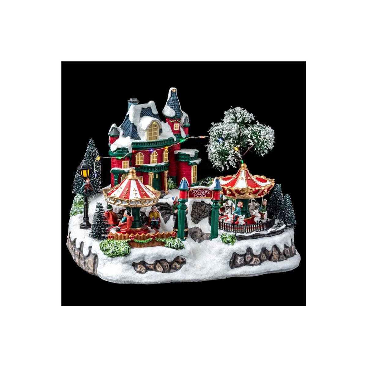 FEERIC LIGHT & CHRISTMAS Village de Noël Parc Fête Foraine 31cm ...