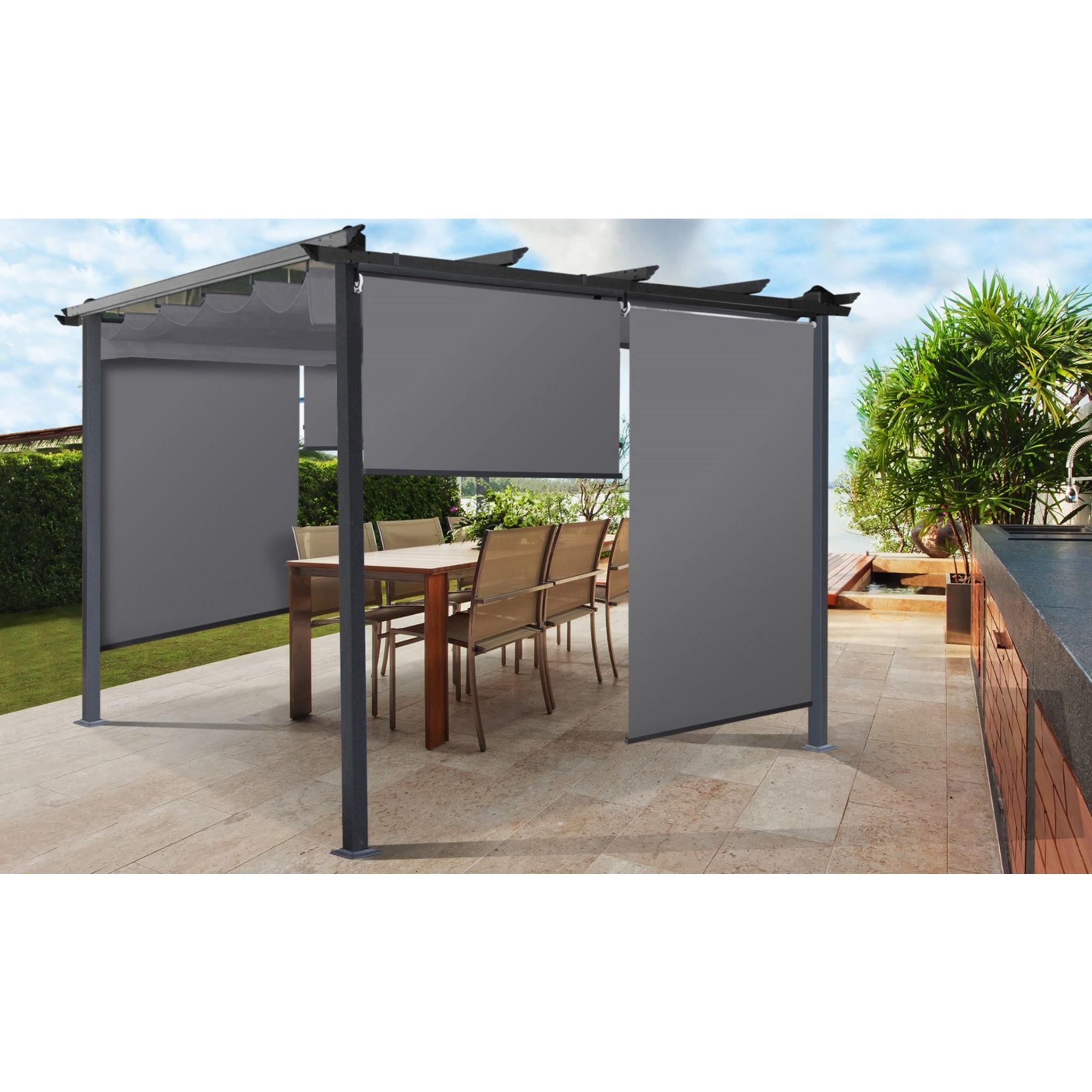 Inkazen Lot de 2 stores enrouleurs universels pour pergola anthracite ...