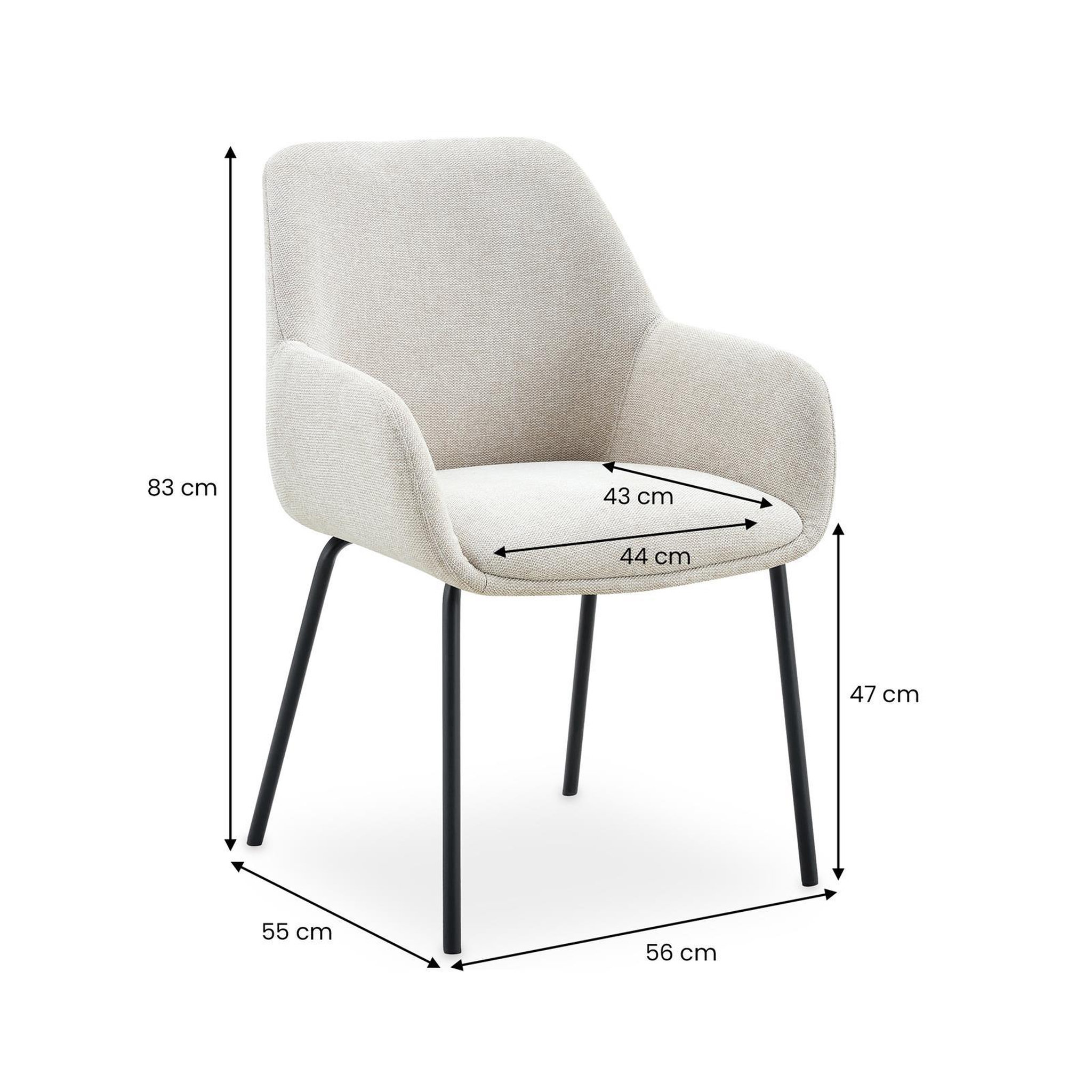 IDIMEX Lot de 2 chaises TURSI de salle à manger en tissu pas cher ...