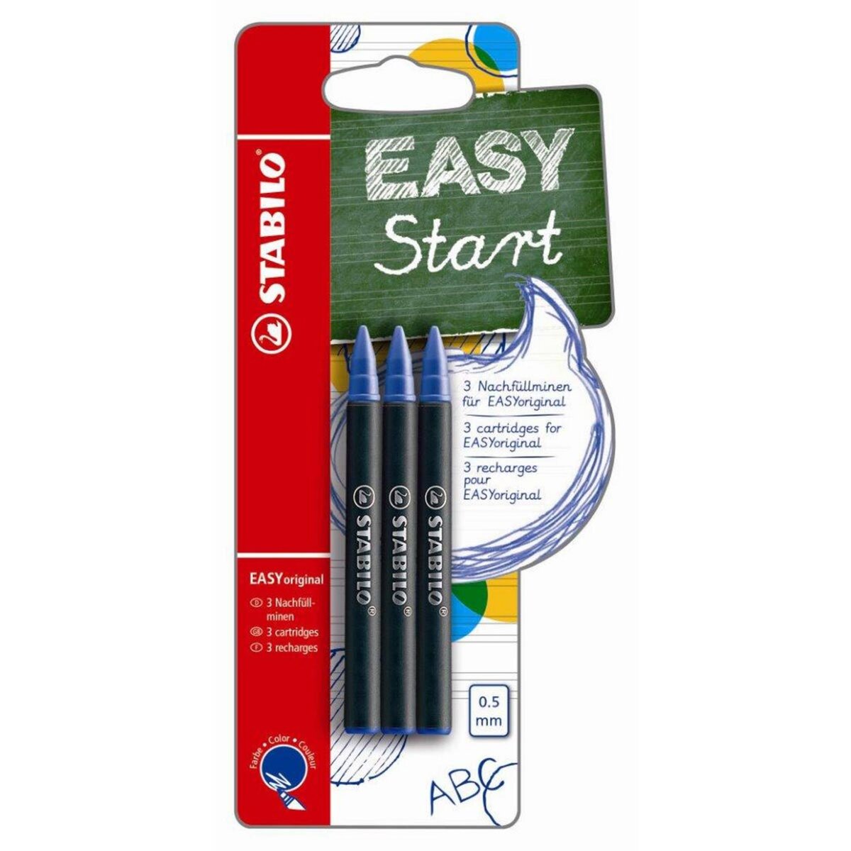 STABILO Lot de 3 recharges Easy Start effaçable bleu pas cher - Auchan.fr