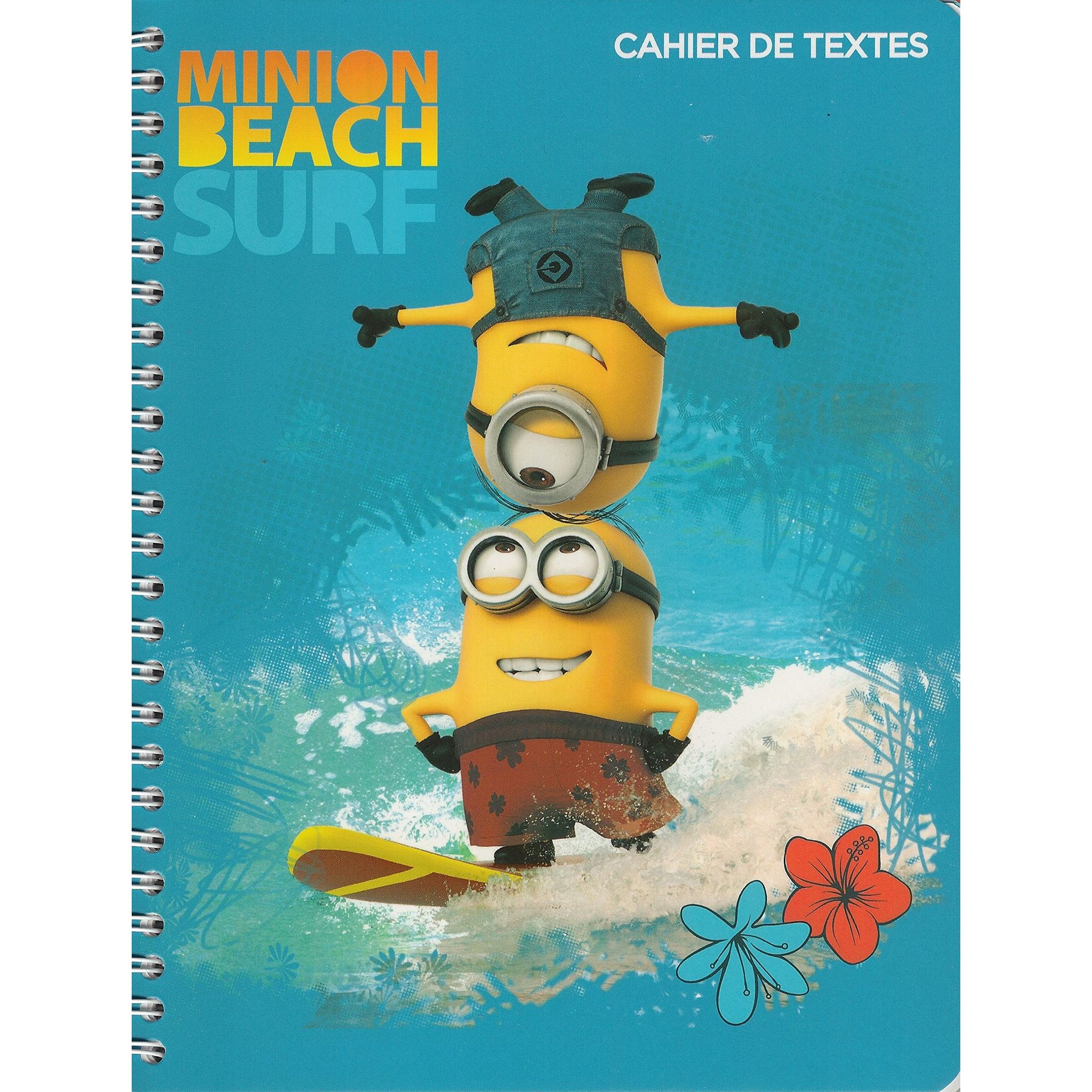 LES MINIONS Cahier de texte à spirale Les Minions beach surf fond bleu ...