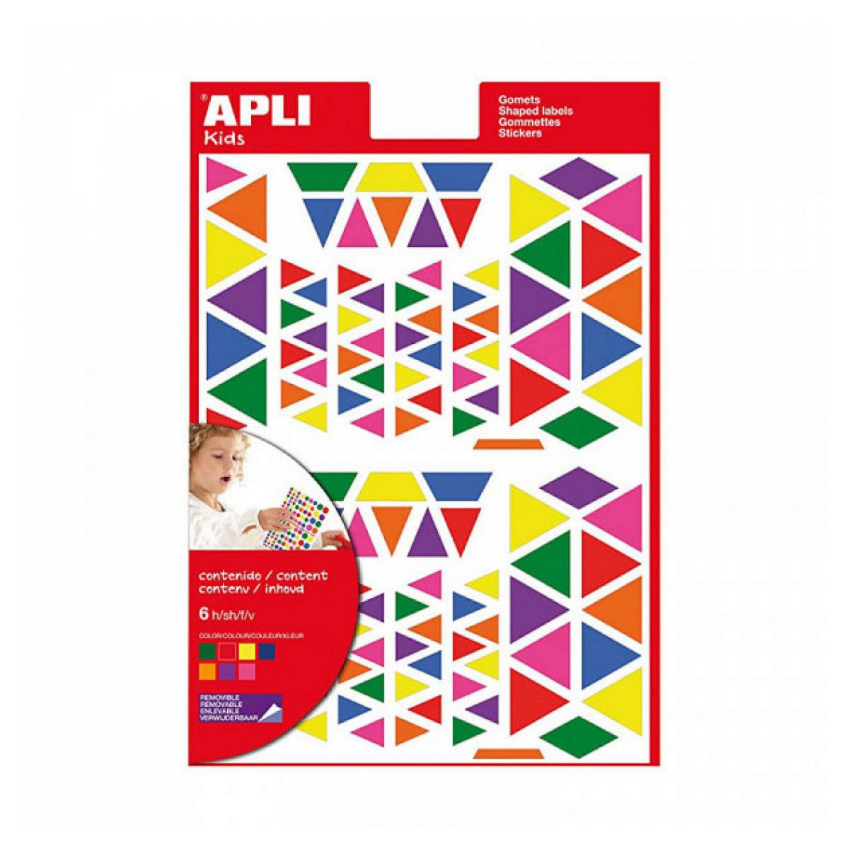 Apli Agipa 6 Feuilles de gommettes multicolores en triangles pas cher ...