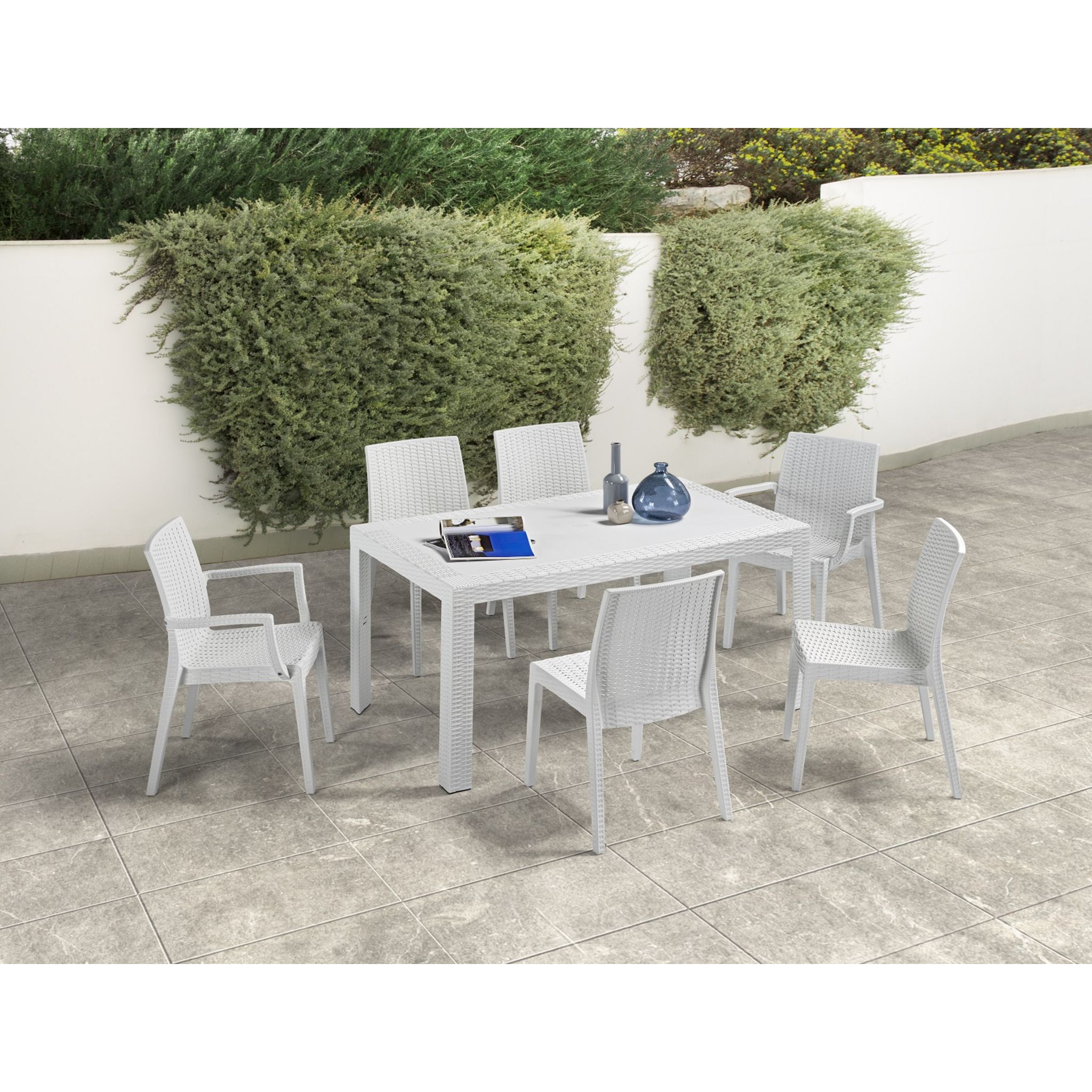 ARETA Table de jardin en résine blanc 6 places URANO pas cher - Auchan.fr