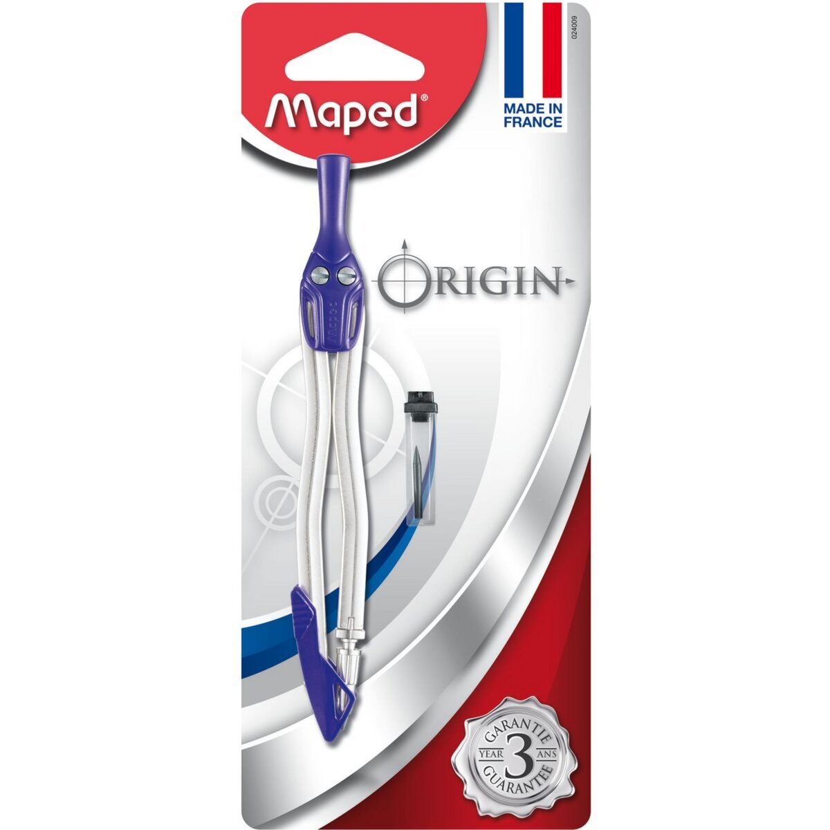 MAPED Compas à mine métal pointe sécurité Origin bleu + étui mines pas ...