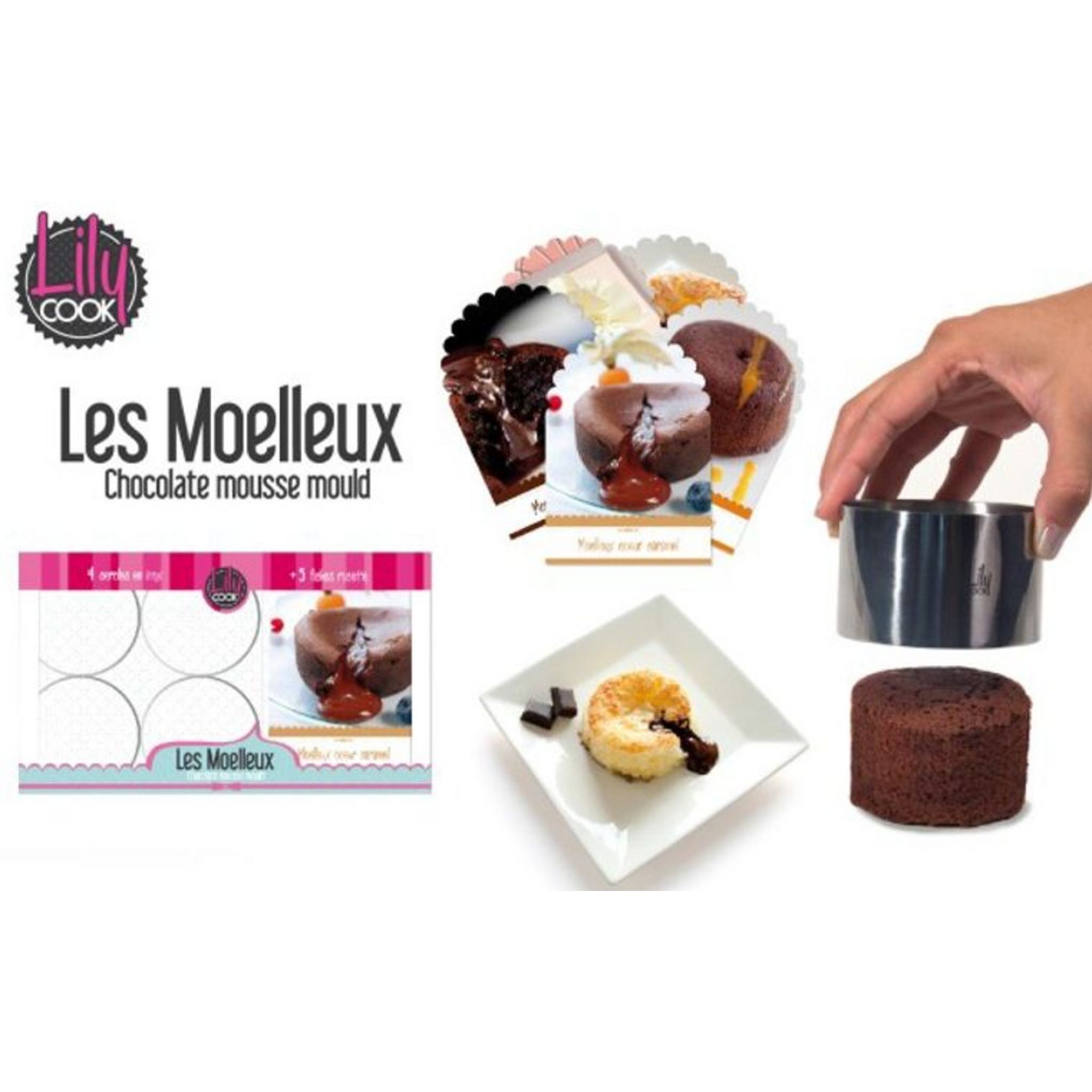 LILY COOK Coffret les moelleux 4 moules + recettes pas cher - Auchan.fr