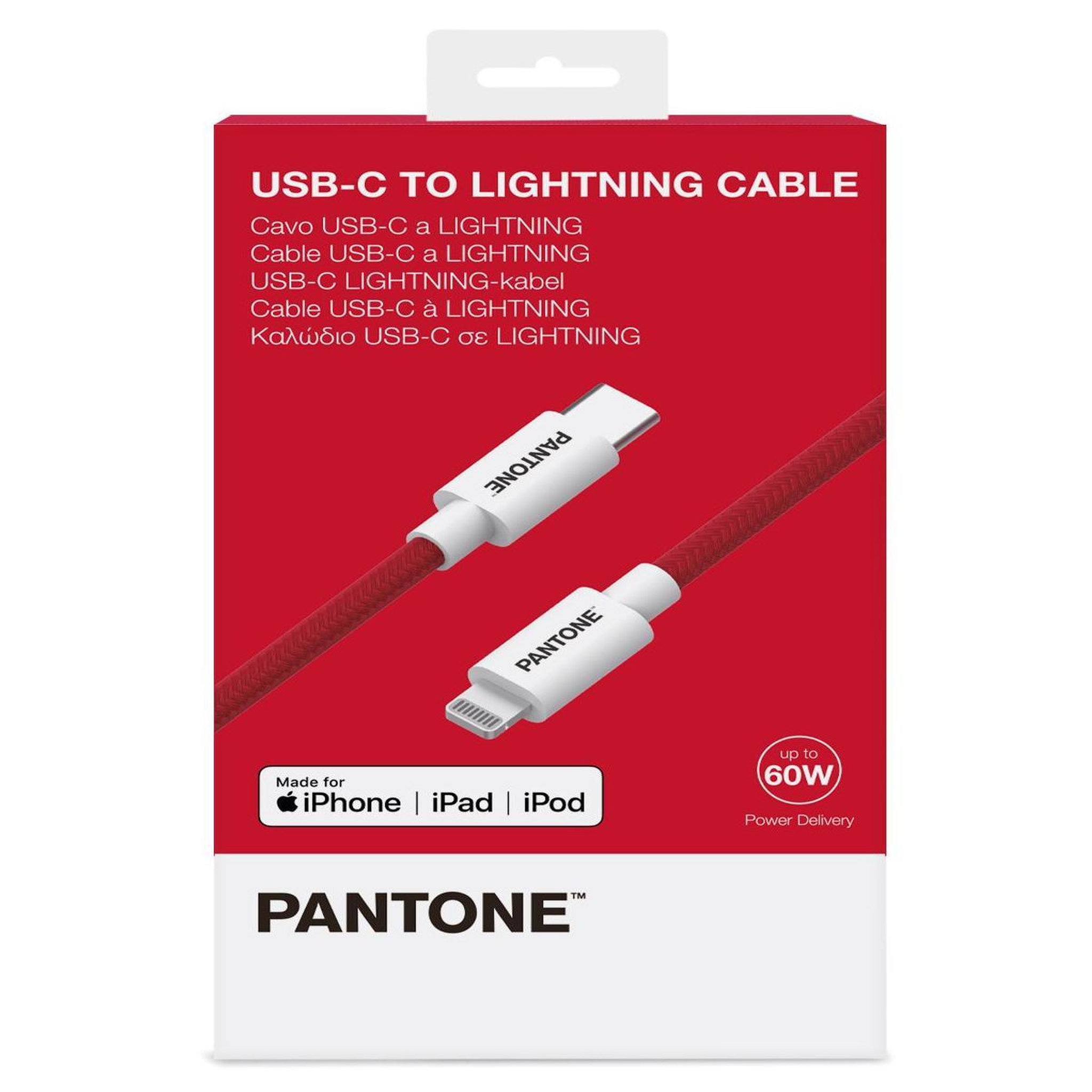 Pantone Pantone PT-CTL002-5R1 câble Lightning 1,5 m Rouge, Blanc pas ...
