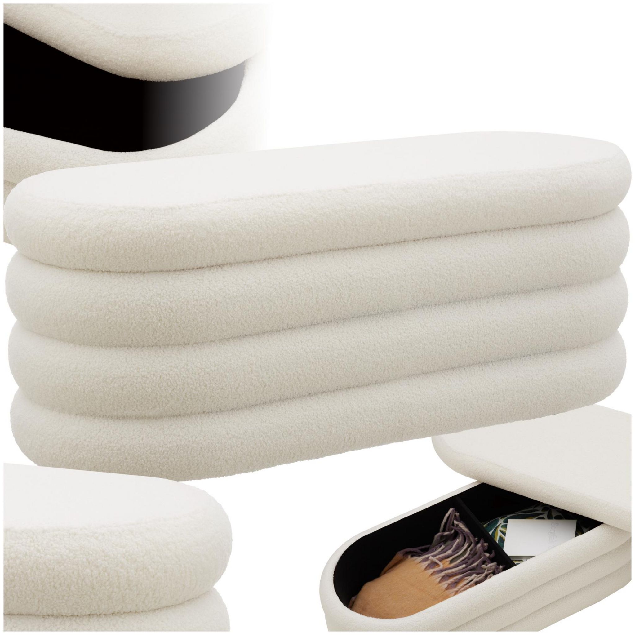 Mobilier Salon Multifonction Tabouret De Rangement Aspect Lin - Assise ...