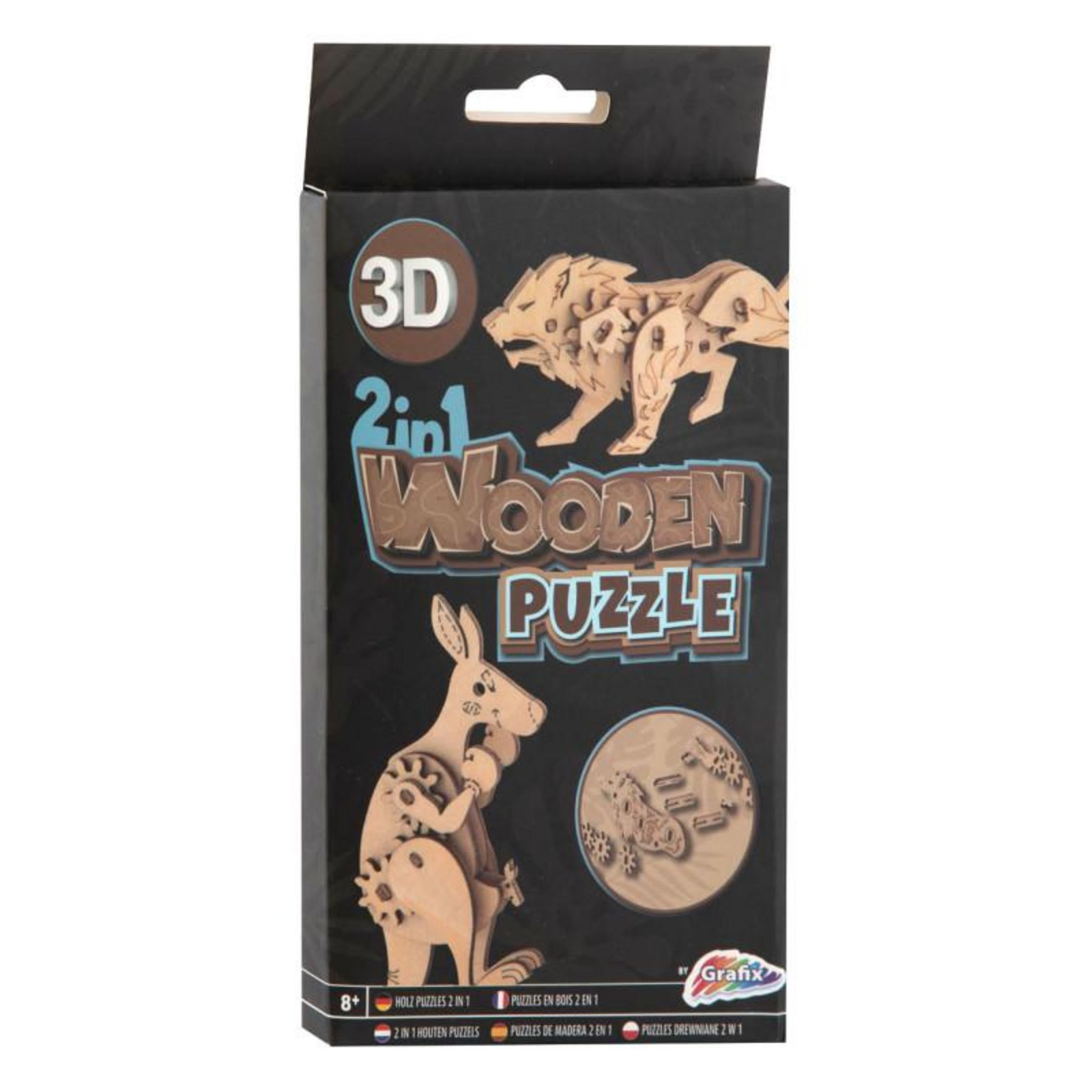 GRAFIX Grafix - 2-in-1 Wooden Construction Kit 3D Puzzle - Kangaroo and ...