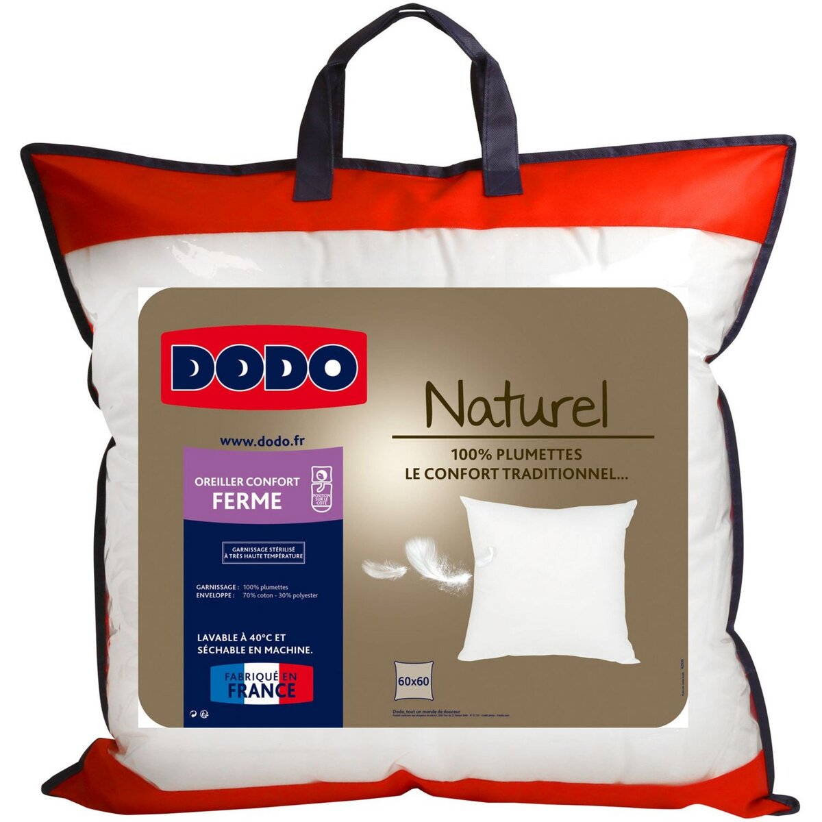 DODO Oreiller ferme naturel DODO 100% plumettes pas cher - Auchan.fr
