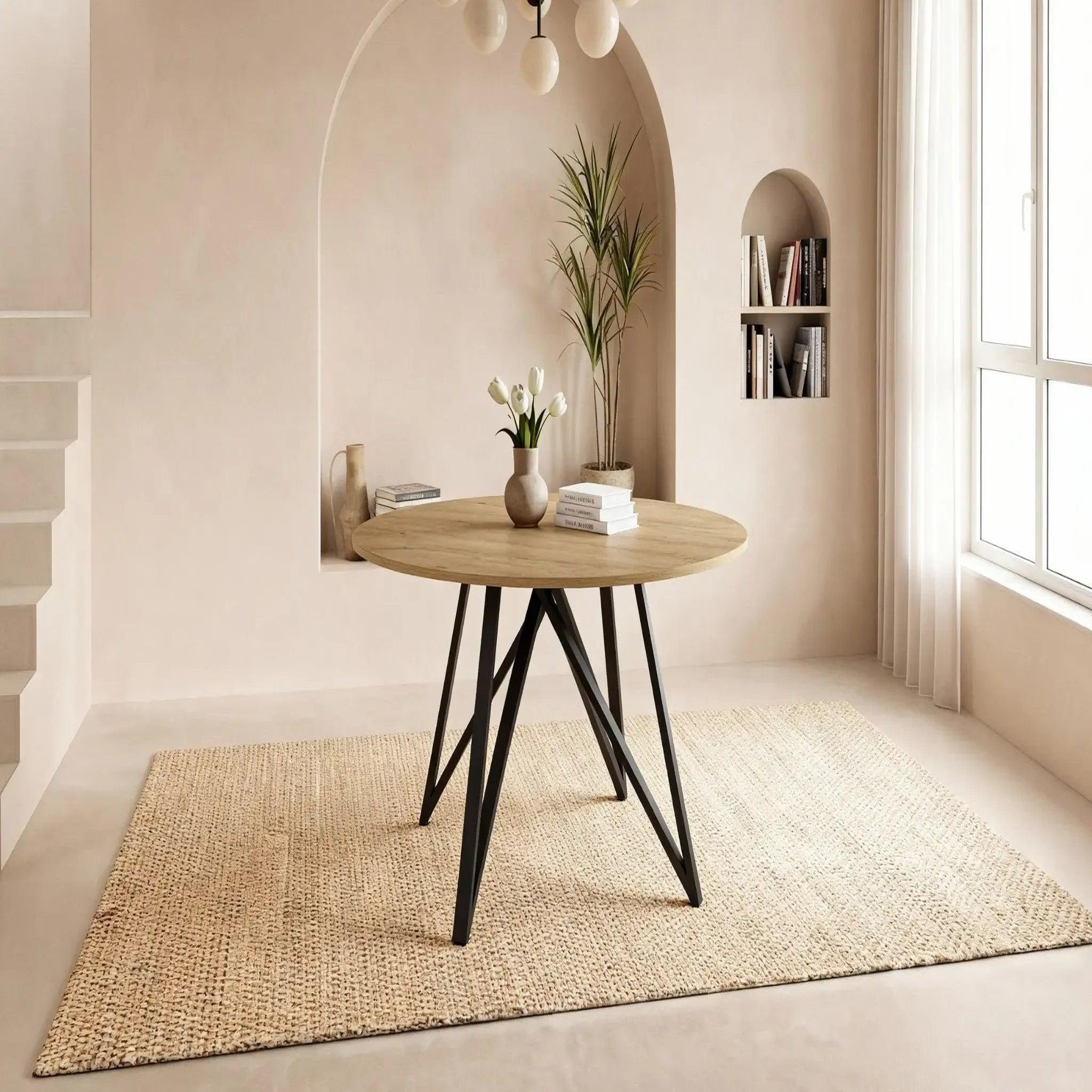 CASANOVA PARIS DEVA - Table à manger ronde - 120cmpieds en métal noir ...