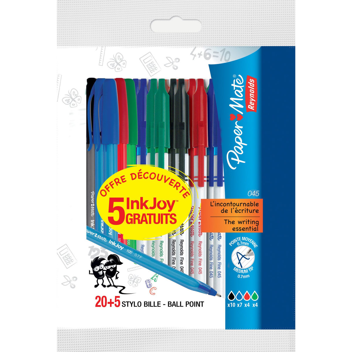 REYNOLDS Lot de 20 stylos bille 045 + 5 stylos bille InkJoy pointe ...