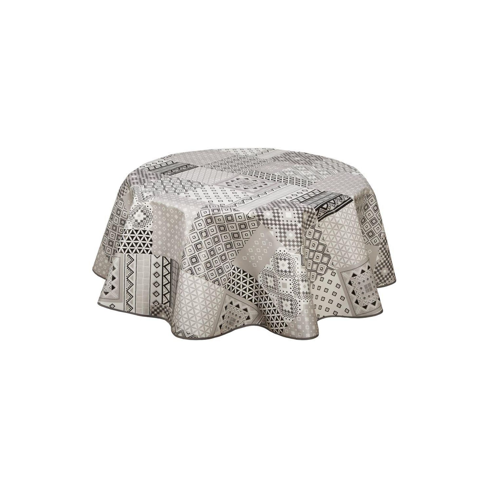 HABITABLE Nappe ronde en toile cirée design Idaly - Diam. 150 cm - Gris ...