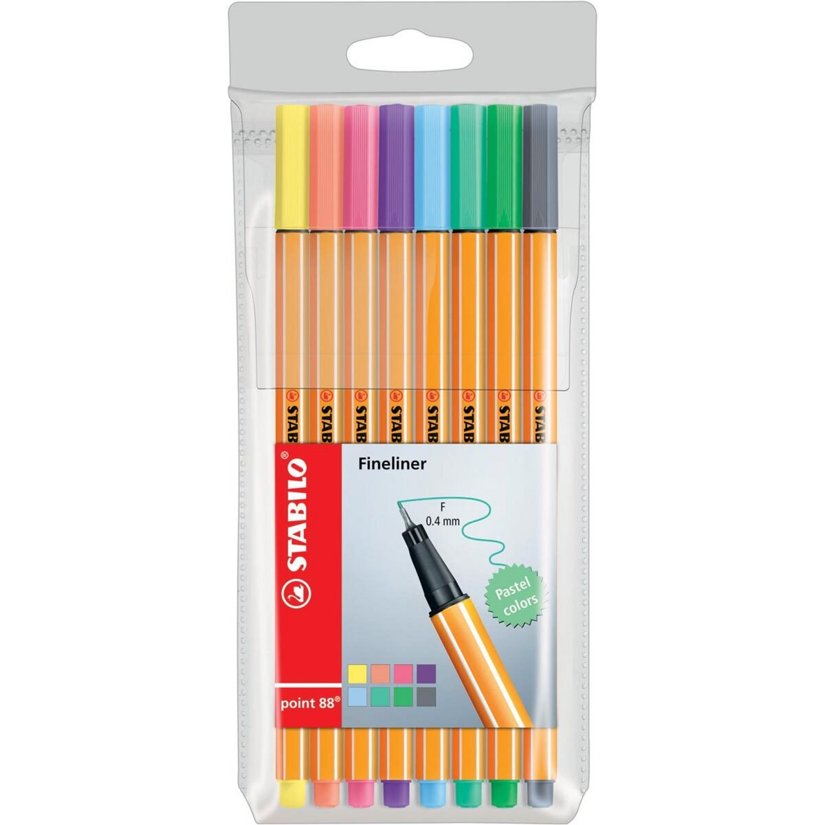 STABILO Lot de 8 stylos feutres pointe fine Point 88 coloris pastels ...