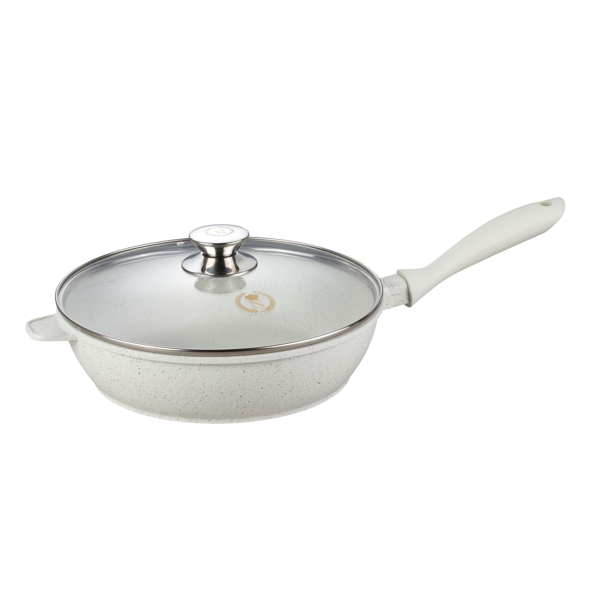 Sauteuse induction 28 cm Effet pierre crème moucheté pas cher - Auchan.fr