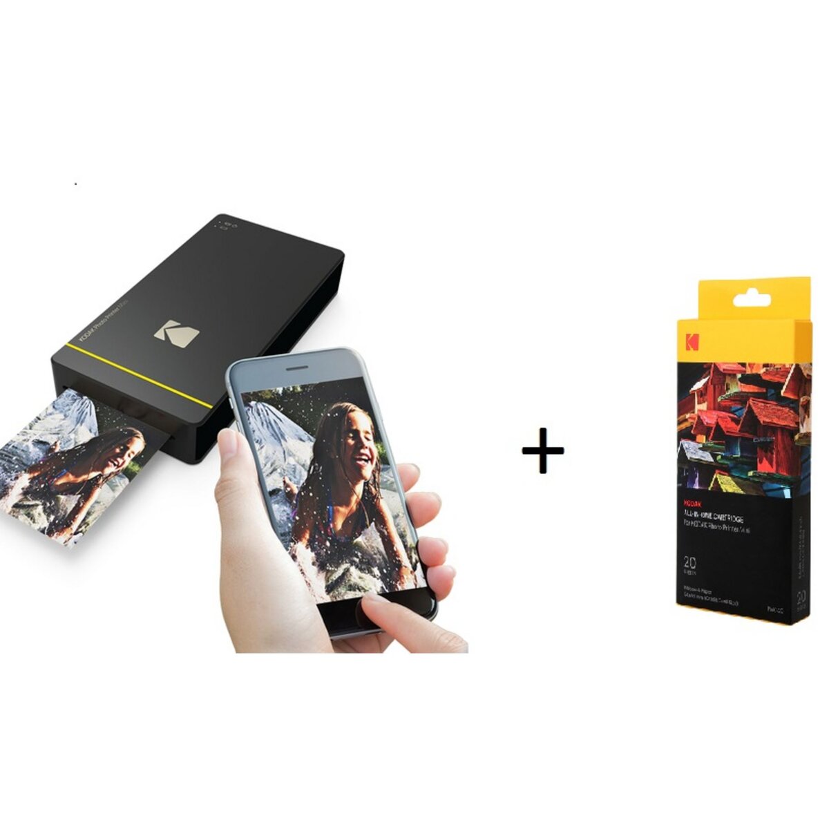 KODAK PM210 - Noir - Imprimante à développement instantané + Papier photo tout en un cartouche ...