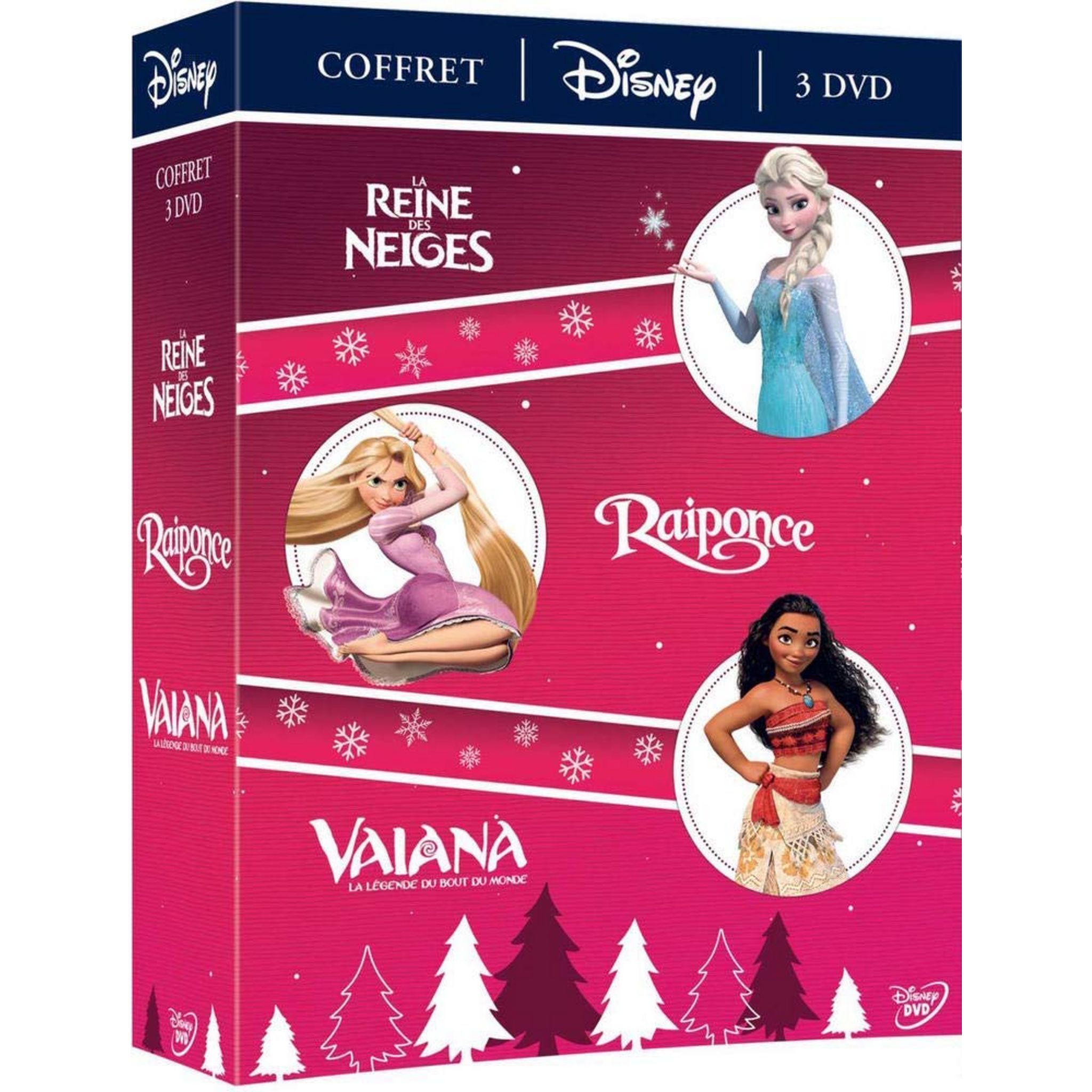 DISNEY Coffret Vaiana + La Reine des Neiges + Raiponce DVD pas cher ...