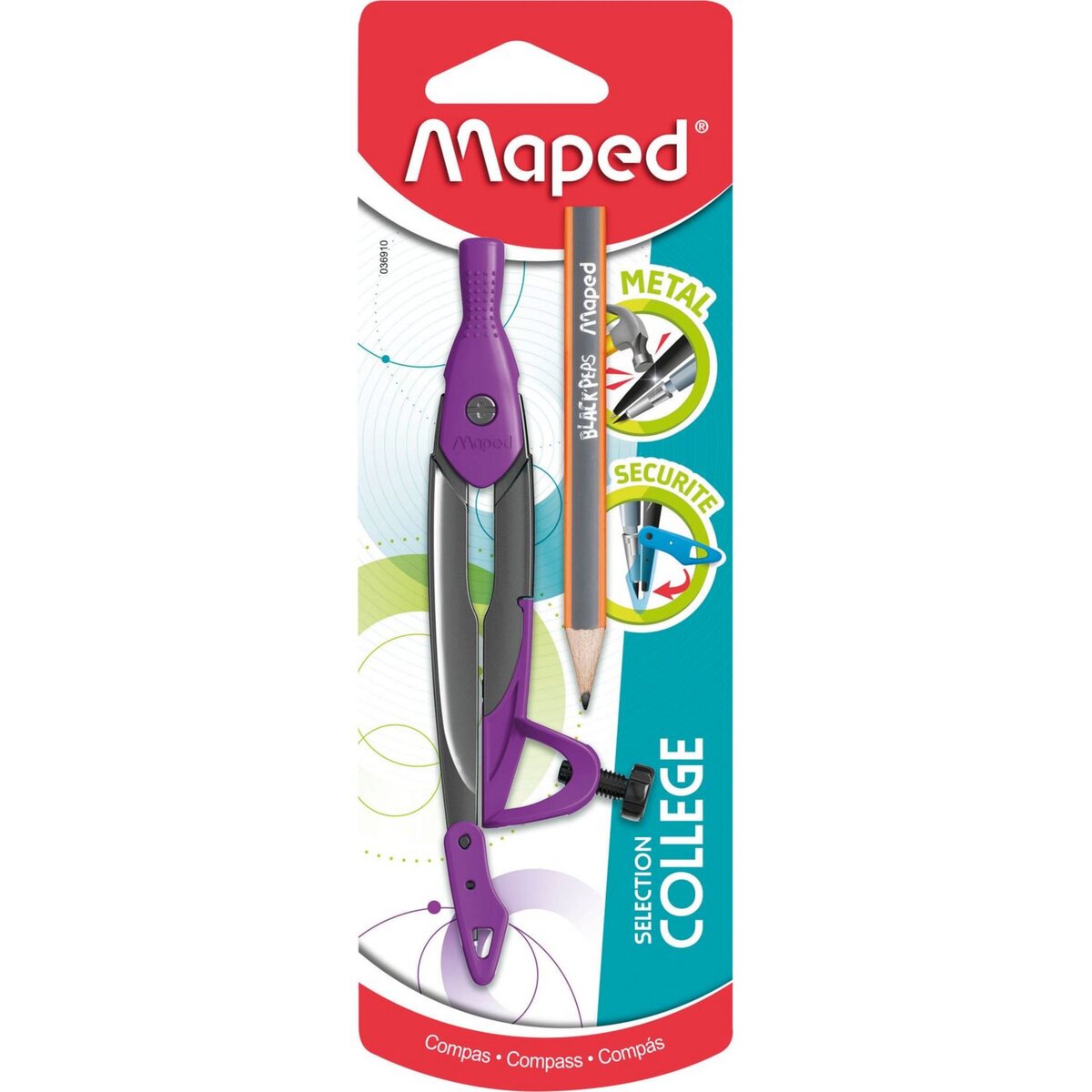 MAPED Compas à bague métal avec sécurité violet pas cher - Auchan.fr