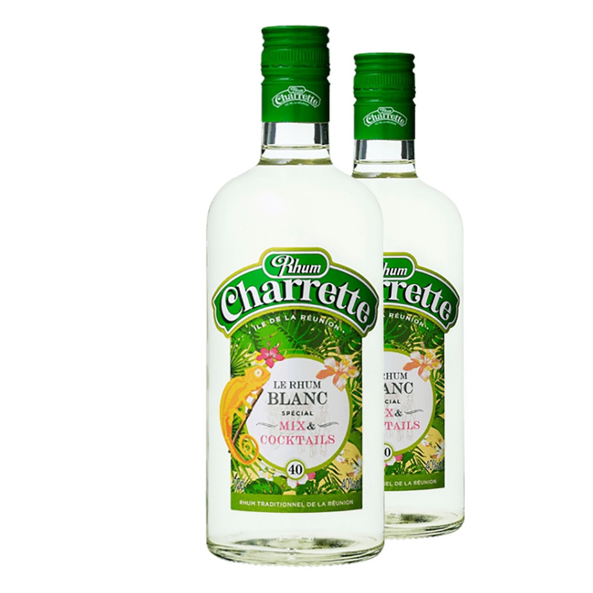 Charrette Lot de 2 Rhum Charette Blanc Spécial Mix et Cocktail 40 ...