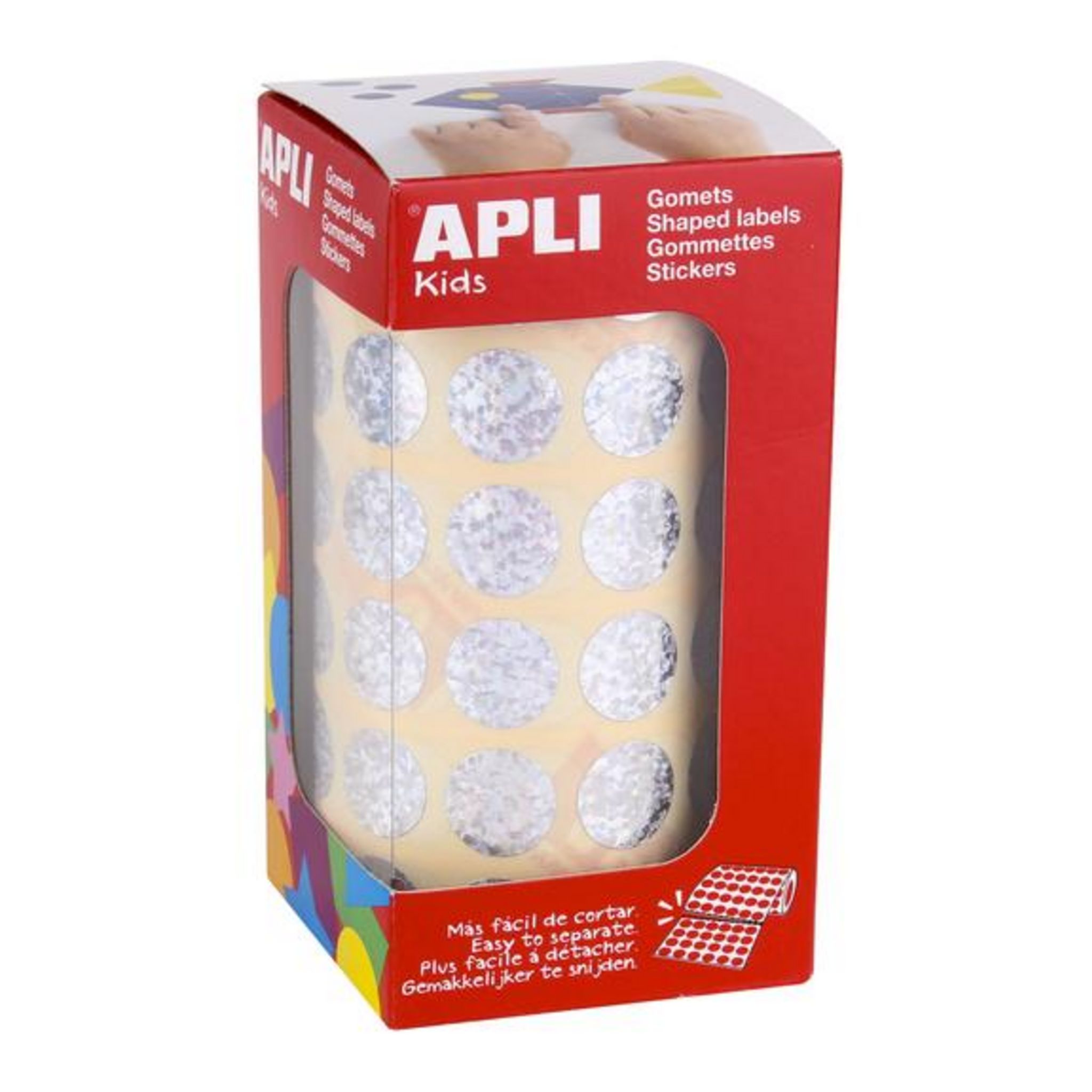 Apli Agipa Gommettes rouleau Rond Ø 15 mm hollographique x 2 832 pas ...