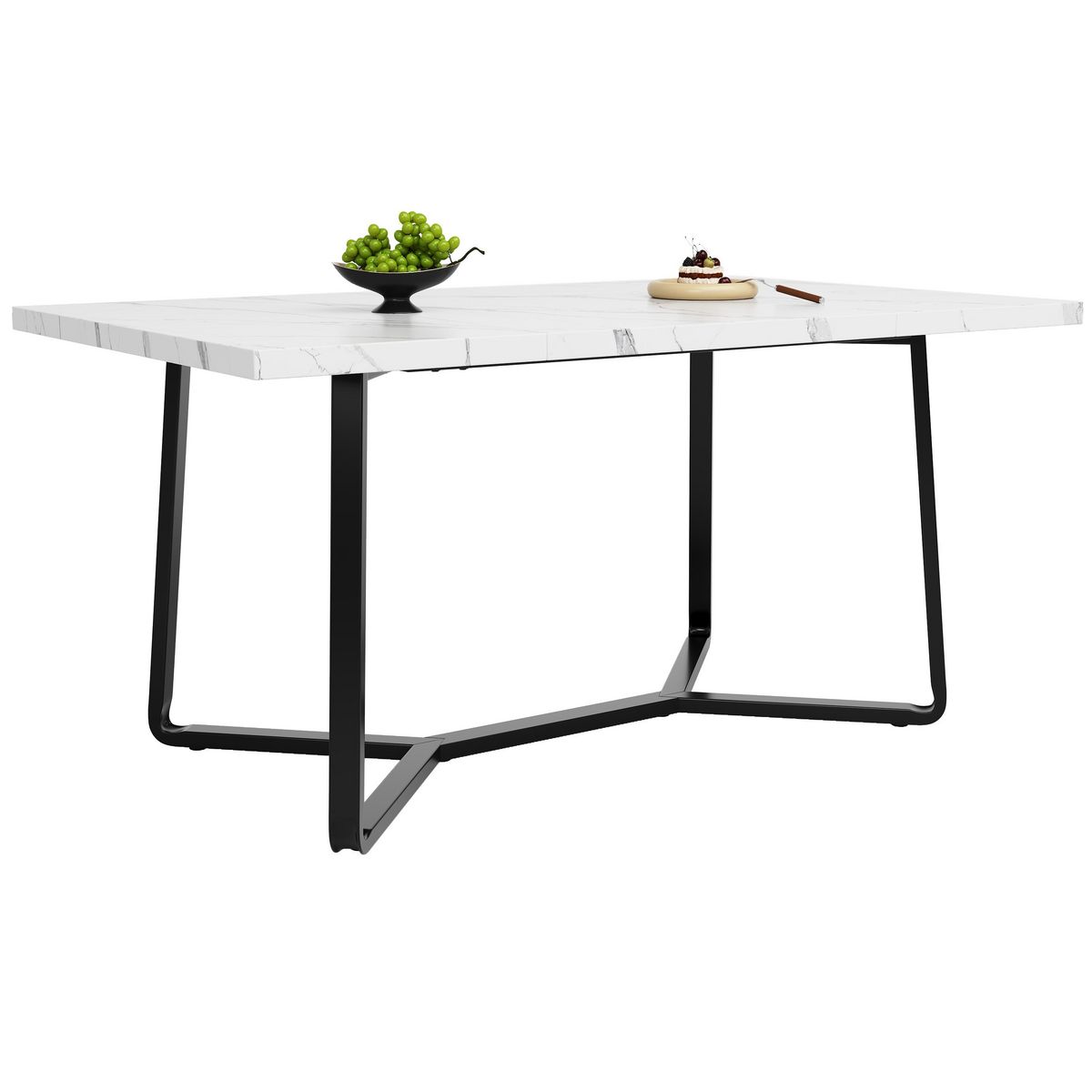 MERAX Table à manger rectangulaire fixe blanc - 75x138,5-138,5max.cm ...