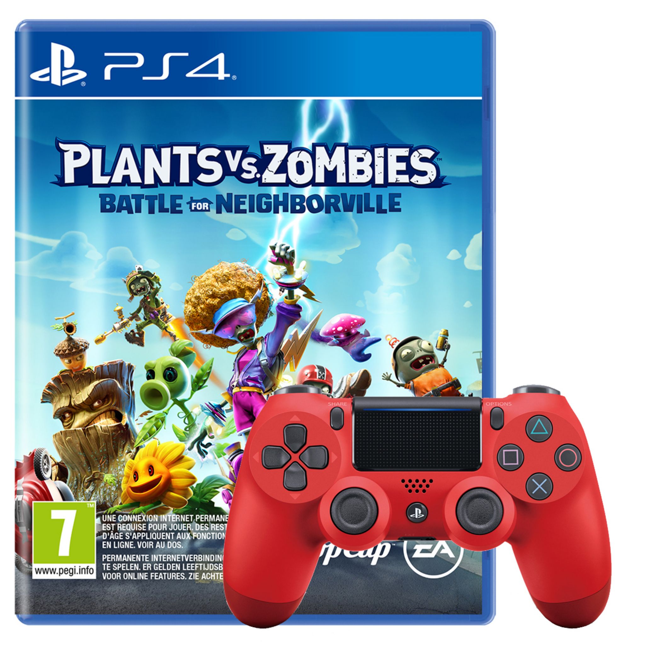 SONY Manette Dualshock 4 Rouge PS4 + Plants vs Zombies: Battle for ...