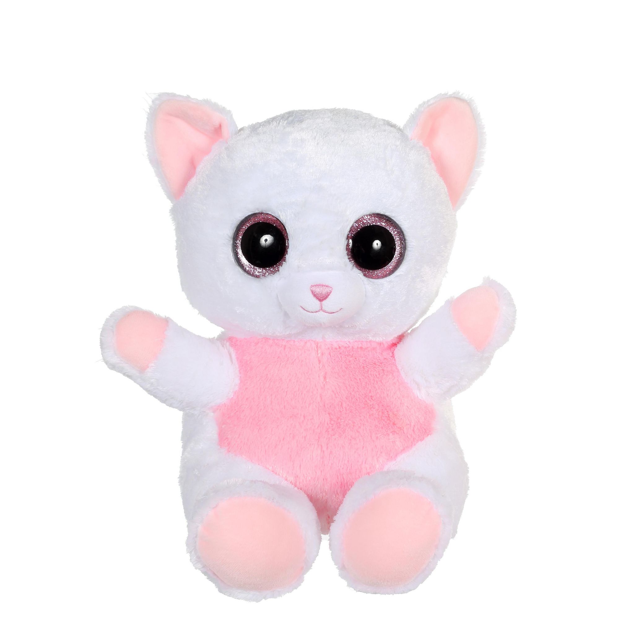 GIPSY Peluche chat blanc et rose 30 cm pas cher - Auchan.fr
