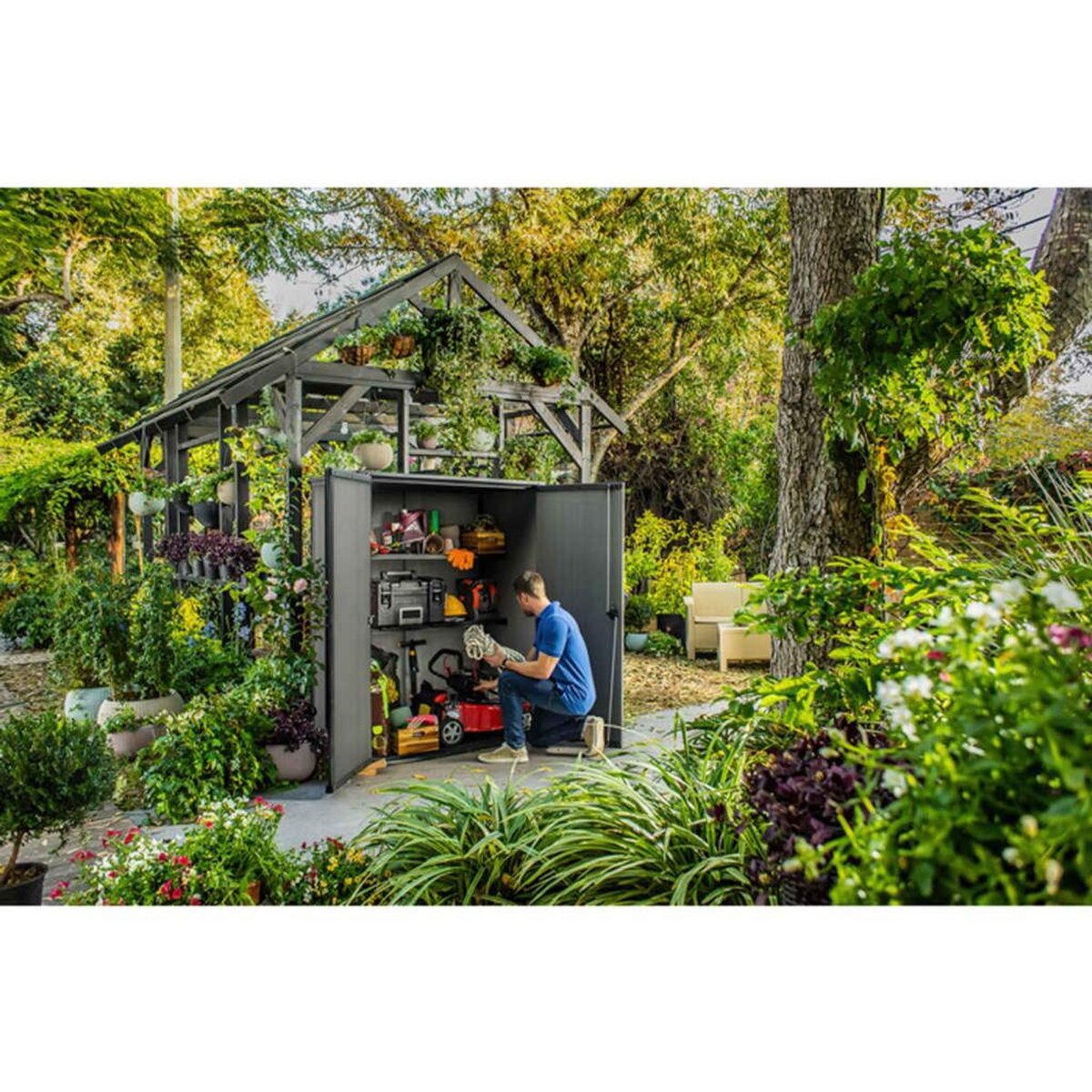 Keter Keter Abri de jardin Cortina Alto 1400 L gris pas cher - Auchan.fr