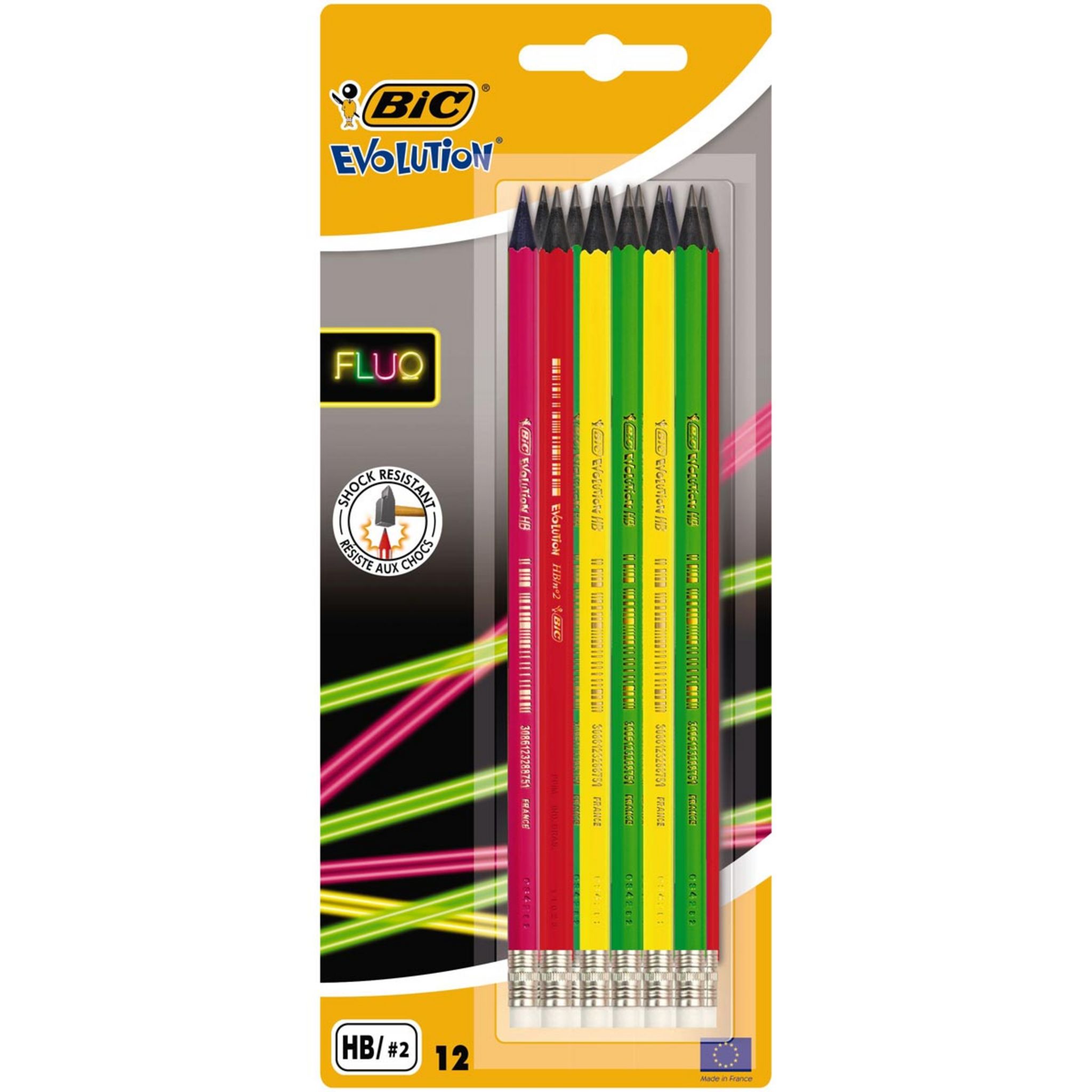 BIC 12 crayons graphite Evolution Fluo pas cher - Auchan.fr