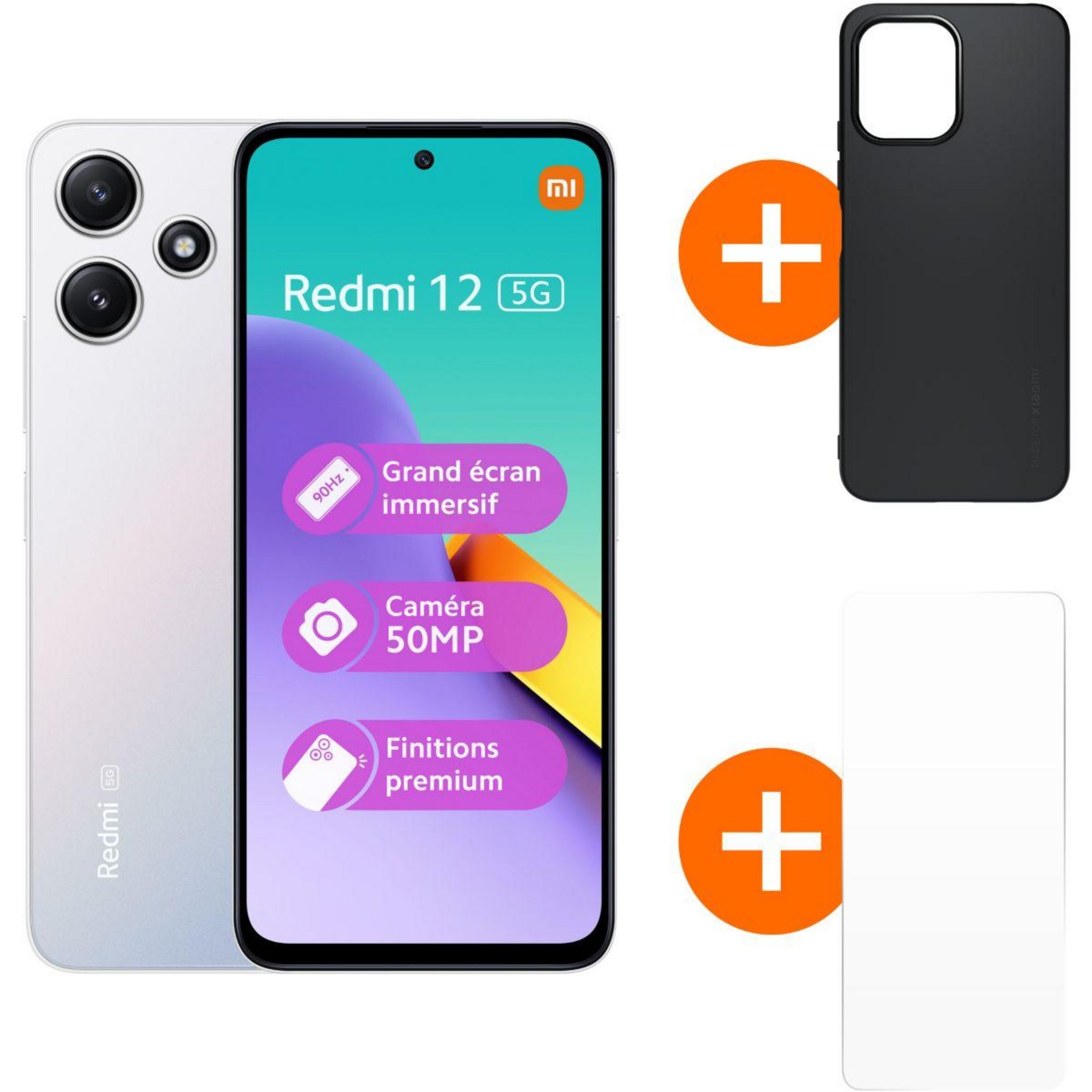 XIAOMI Smartphone Pack Redmi 12 Silver 5G+coque+VT pas cher - Auchan.fr